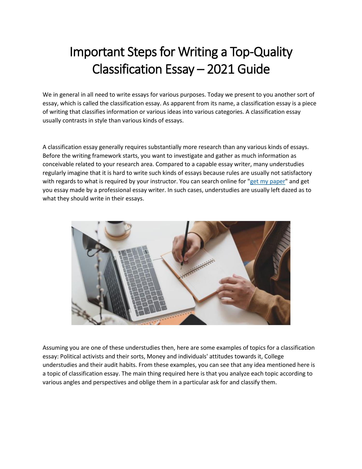 Important Steps for Writing a Top-Quality Classification Essay – 2021 ...