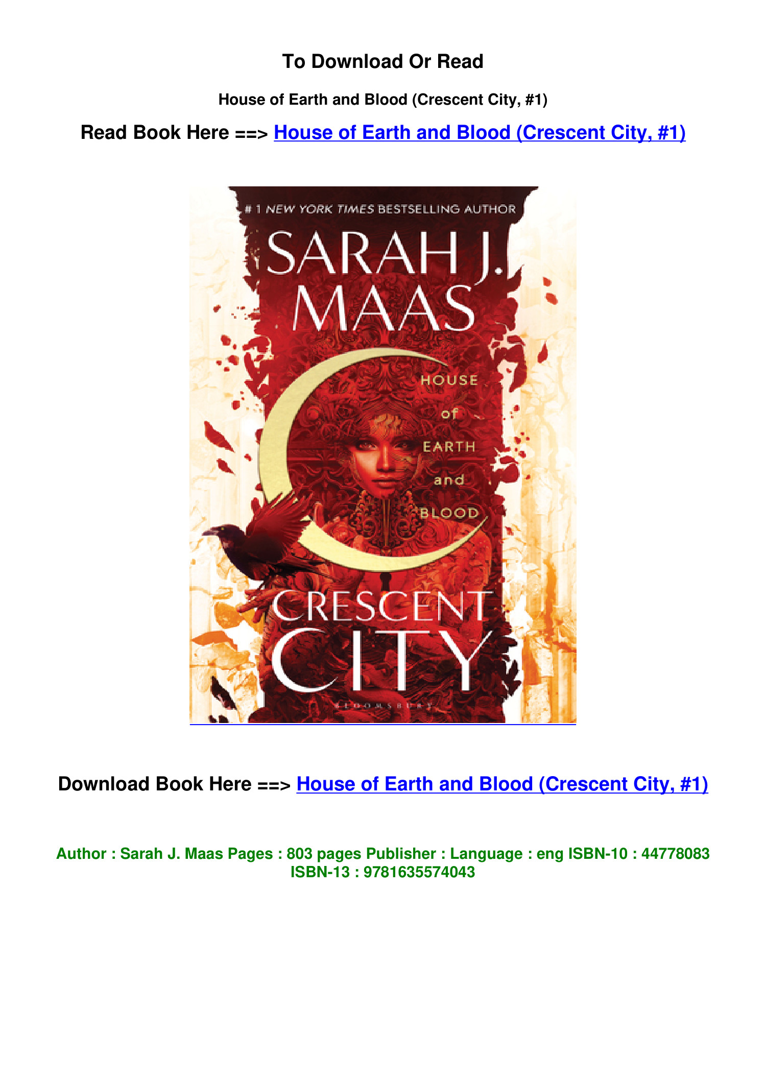 Pdf Download House of Earth and Blood Crescent City 1 by Sarah J Maas.pdf | DocDroid