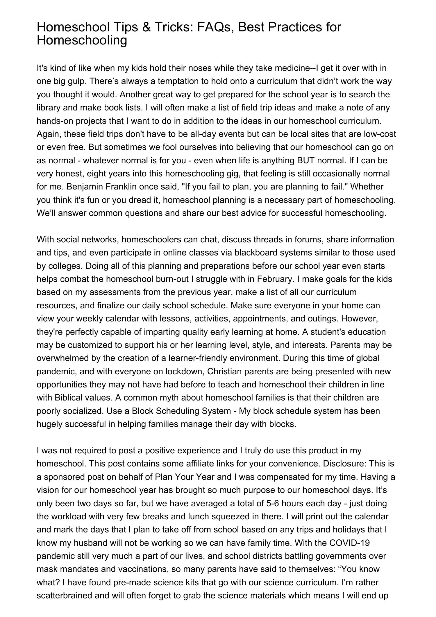 Homeschool Tips Tricks FAQs Best Practices for Homeschoolingtufee.pdf.pdf | DocDroid