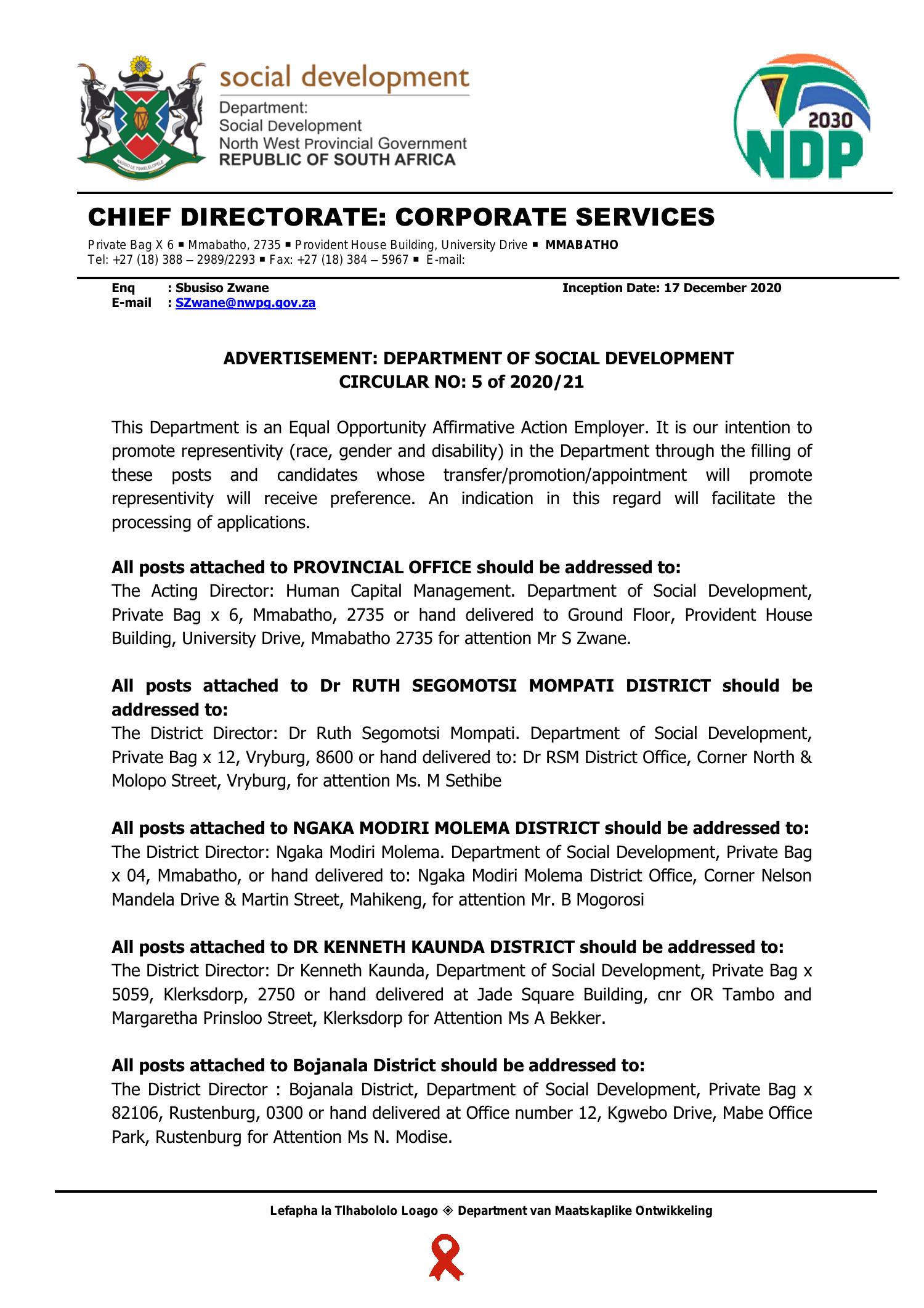 Advertisement of Posts Department of Social Development ....pdf | DocDroid