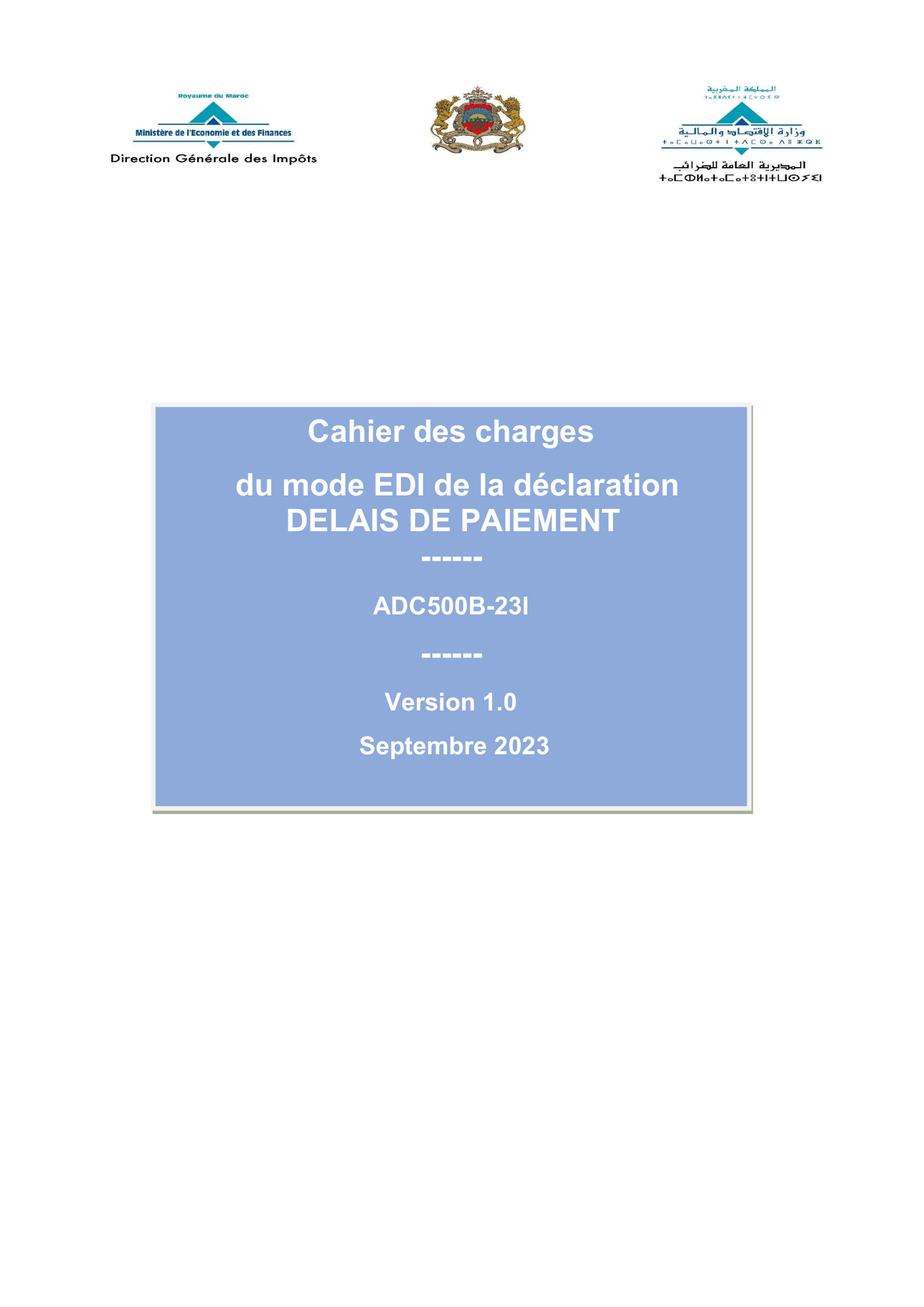 Cahier des charges du mode EDI de la déclaration delais de paiement.pdf ...