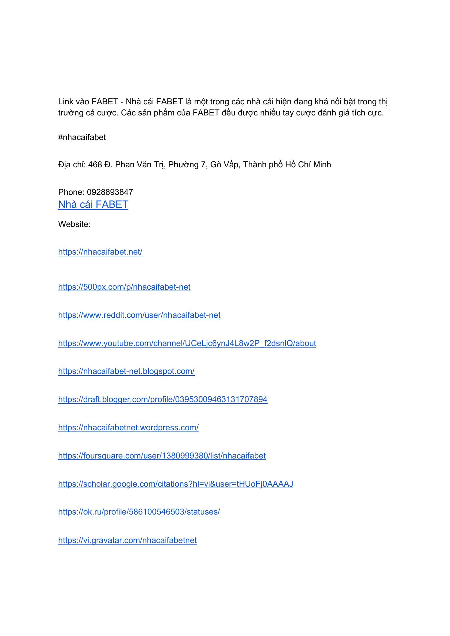 FABET - Đánh giá toàn cảnh nhà cái FABET 2021 - Link truy cập FABET.docx | DocDroid