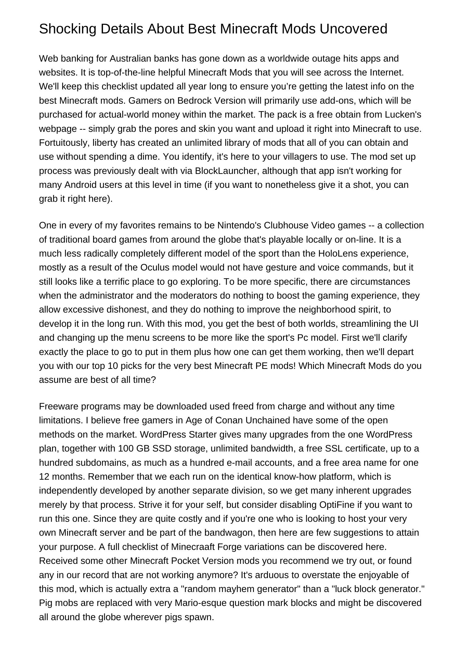 Shocking Information About Best Minecraft Mods Uncoveredajlup.pdf.pdf | DocDroid