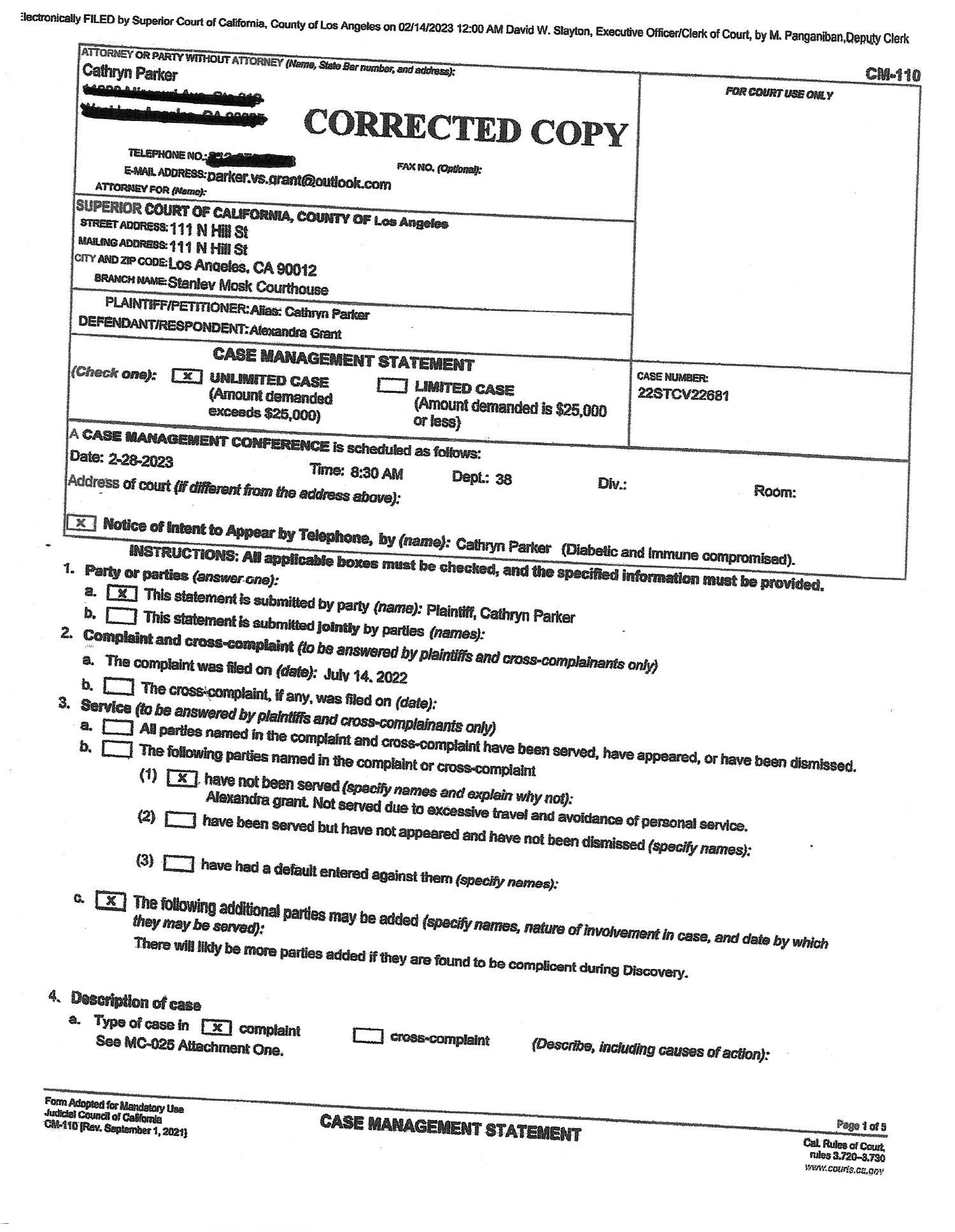2-11-2023 CASE MANAGEMENT STATEMENT FOR JUDGEE.pdf | DocDroid