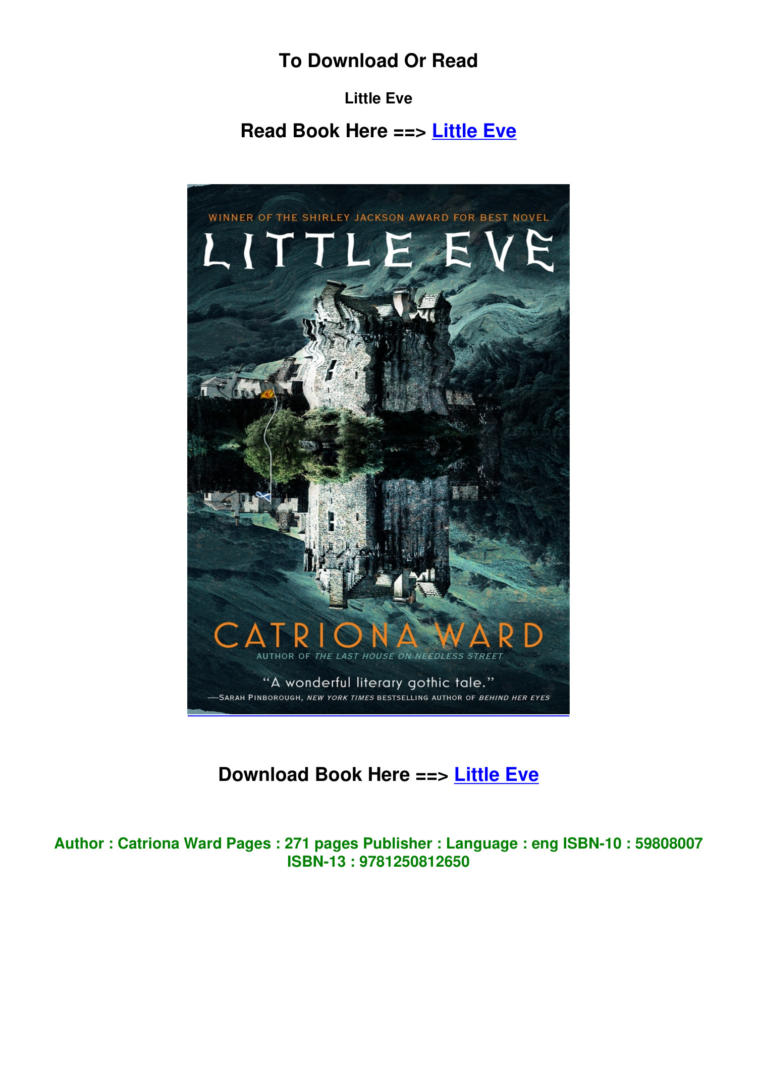 EPUB DOWNLOAD Little Eve By Catriona Ward.pdf | DocDroid