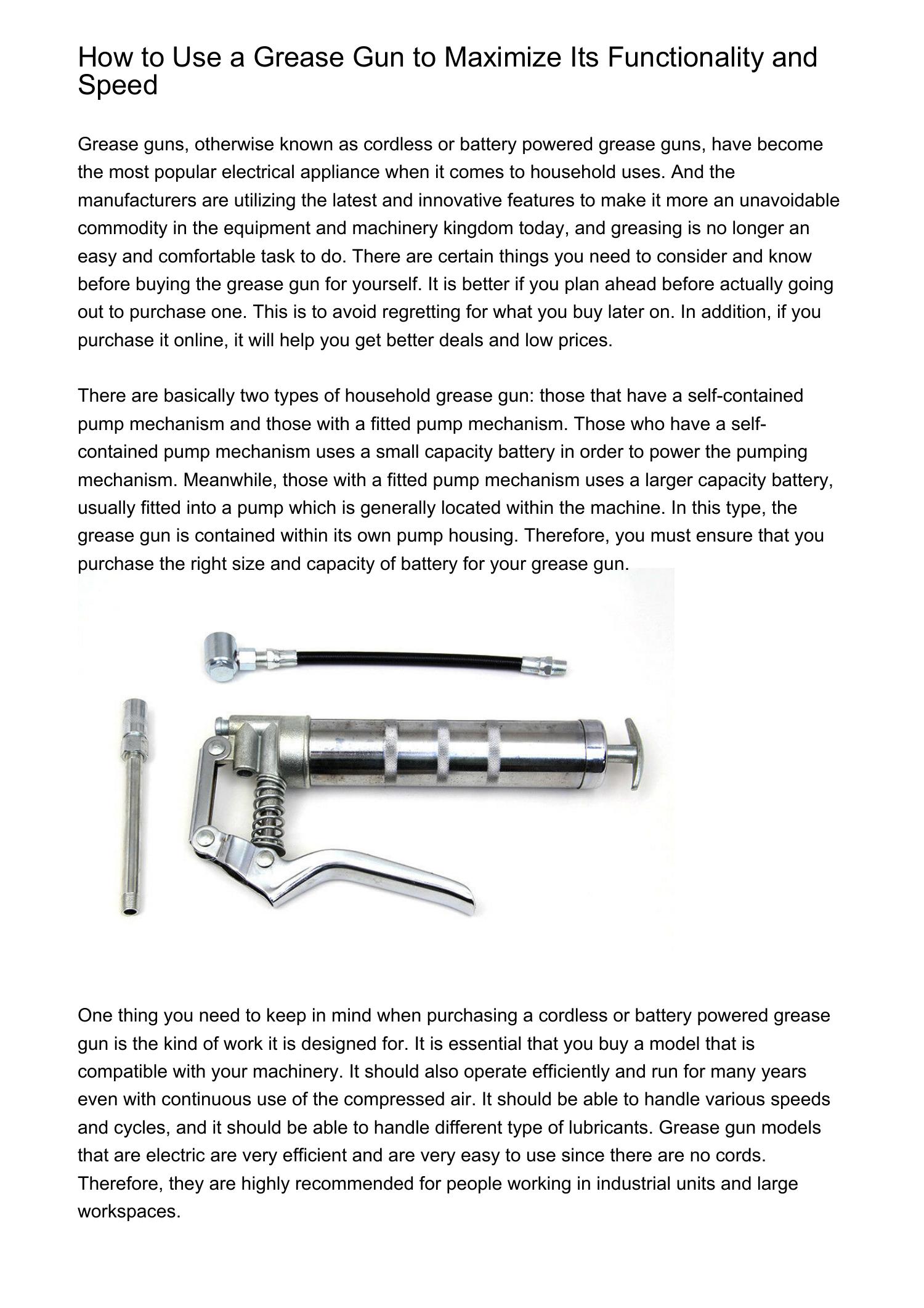 How to Use a Grease Gun to Maximize Its Functionality and Speedshmkz ...