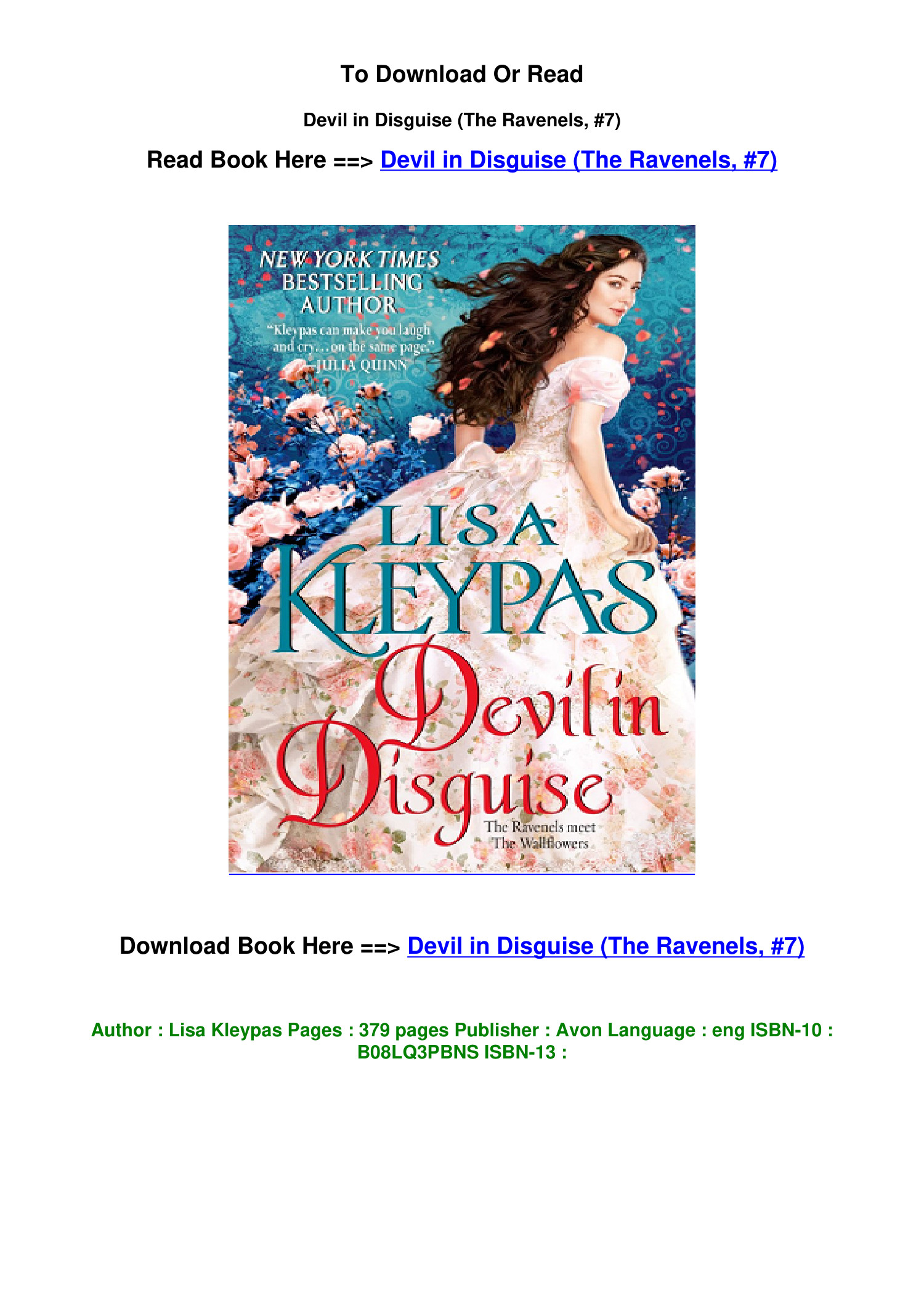 PDF Download Devil in Disguise The Ravenels 7 BY Lisa Kleypas.pdf | DocDroid