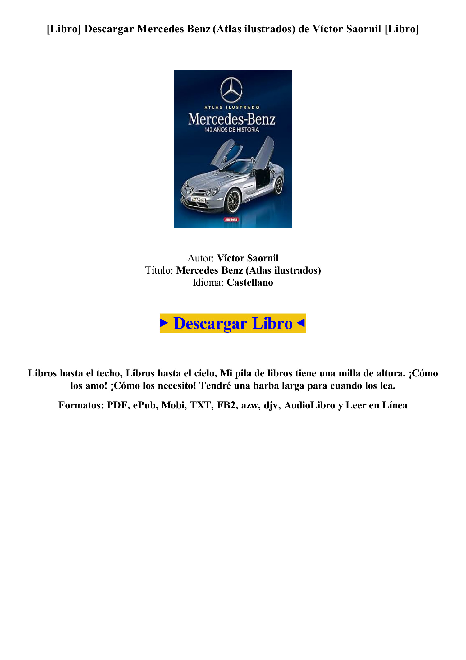 LIBRO [PDF FB2] Mercedes Benz (Atlas ilustrados) de Víctor Saornil (GRATIS).pdf | DocDroid