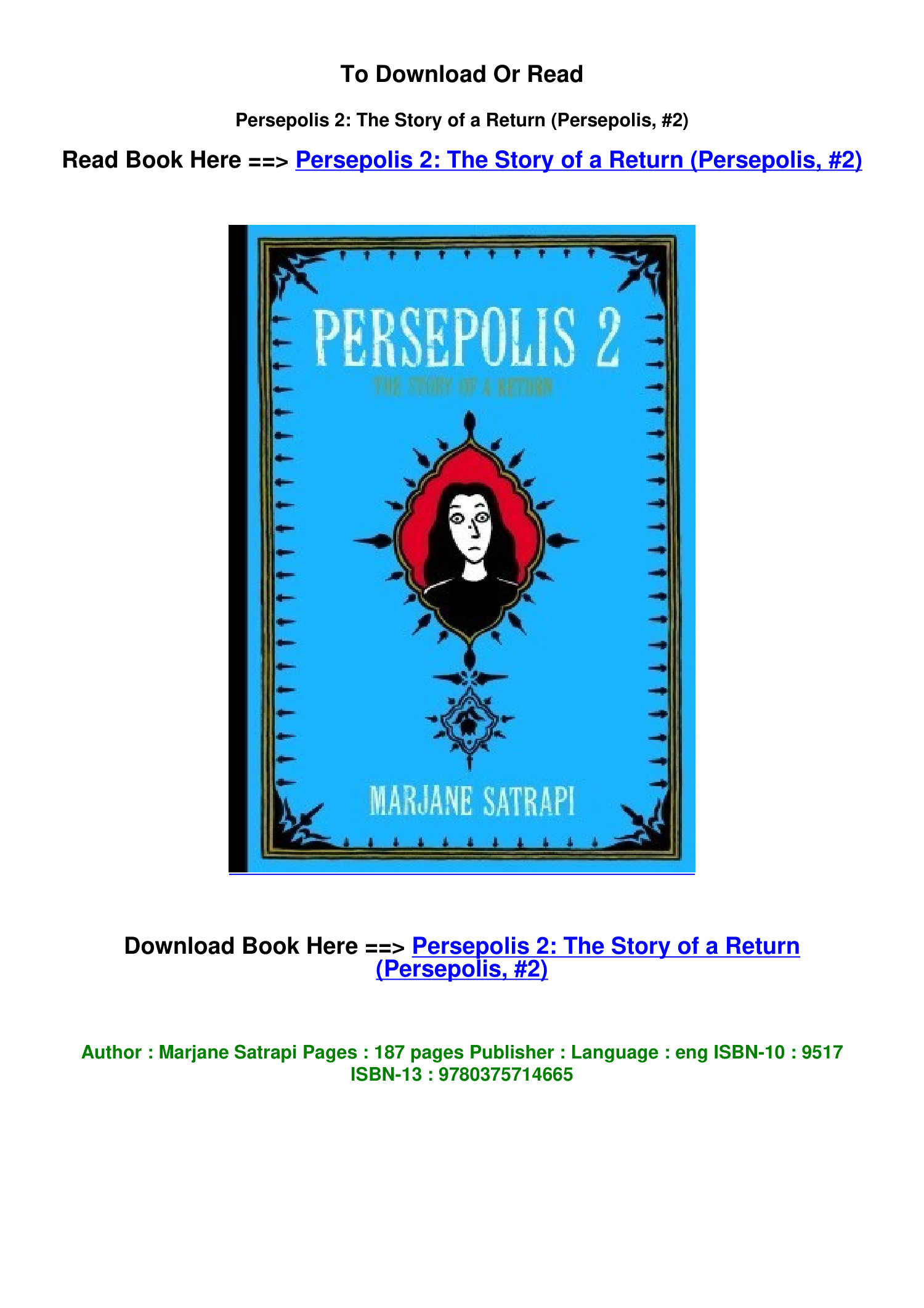 download pdf Persepolis 2 The Story of a Return Persepolis 2 BY Marjane ...