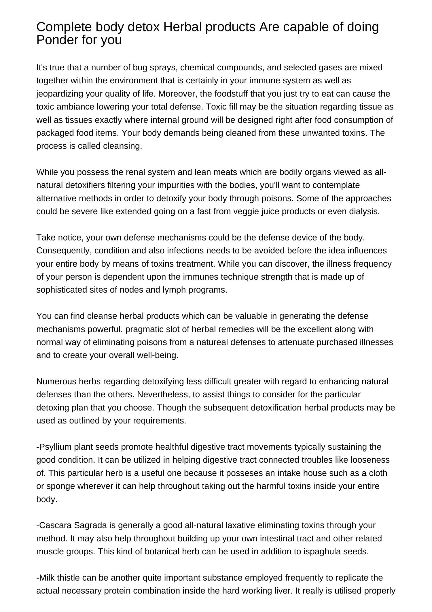 Thorough detox Herbal treatments Can perform Speculate for youhtbqc.pdf.pdf | DocDroid