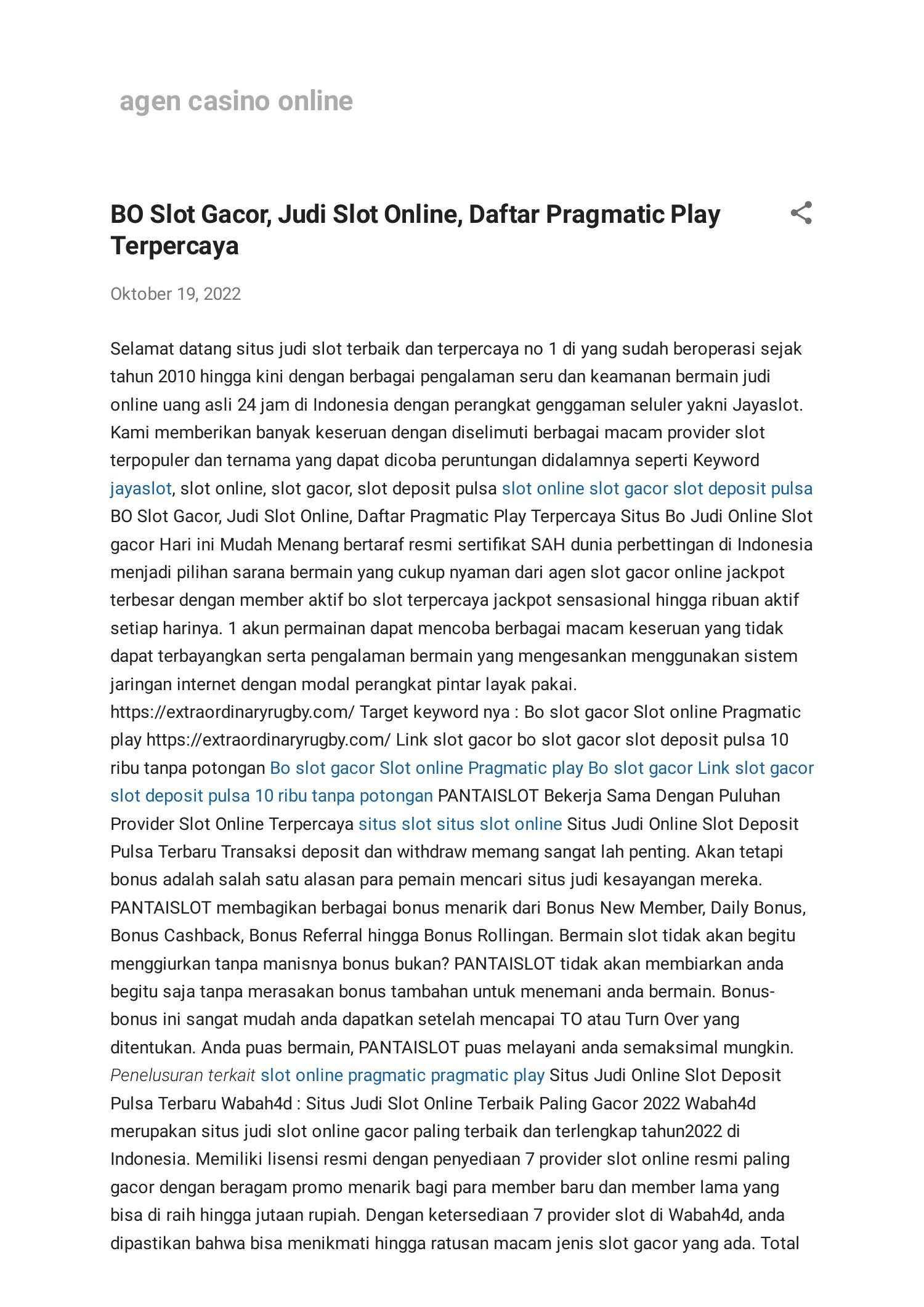 BO Slot Gacor, Judi Slot Online, Daftar Pragmatic Play Terpercaya.pdf | DocDroid