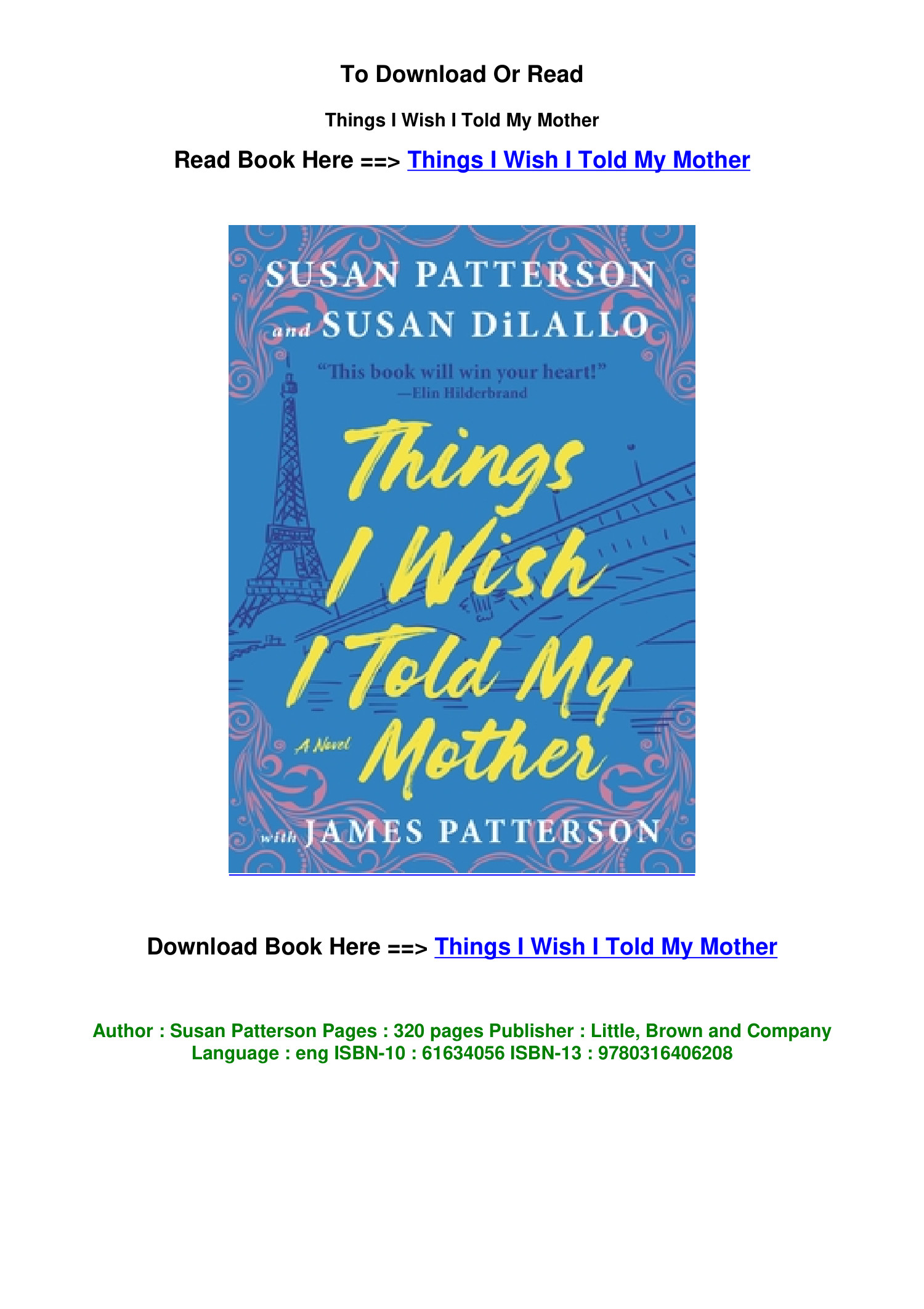 download pdf Things I Wish I Told My Mother BY Susan Patterson.pdf ...