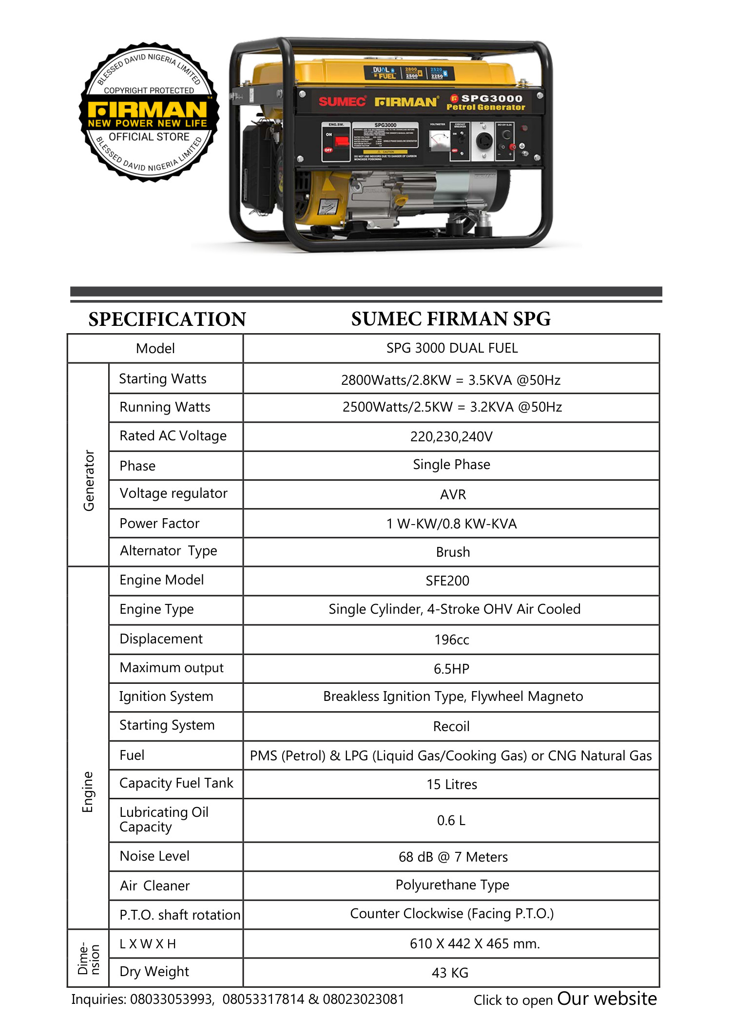 Sumec Firman SPG3000 Dual Fuel.pdf | DocDroid