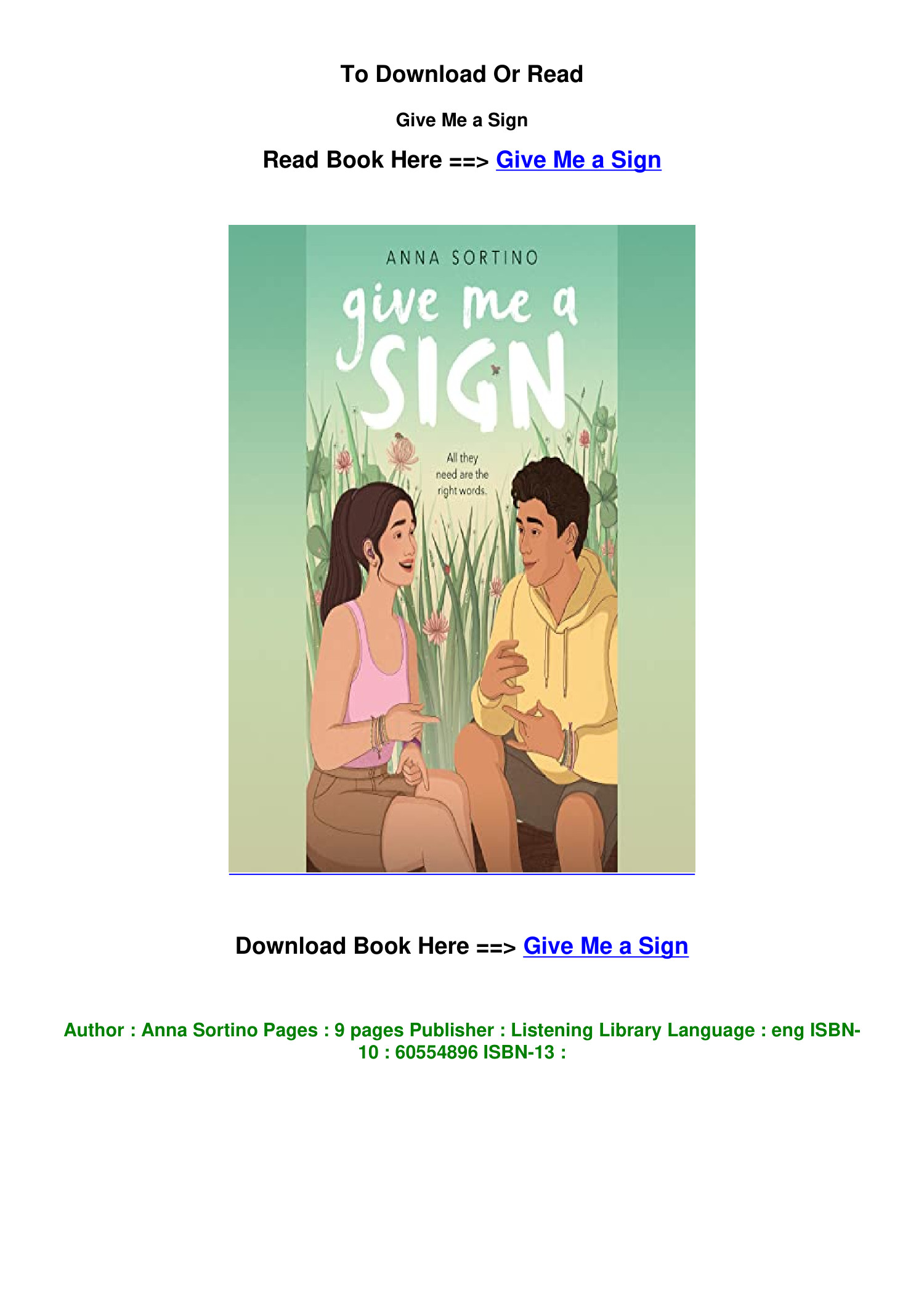 pdf DOWNLOAD Give Me a Sign BY Anna Sortino.pdf | DocDroid