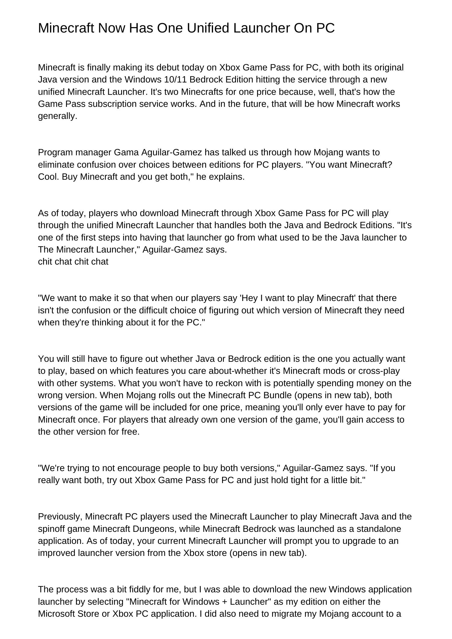 Minecraft Now Has One Unified Launcher On PCzalcn.pdf.pdf | DocDroid