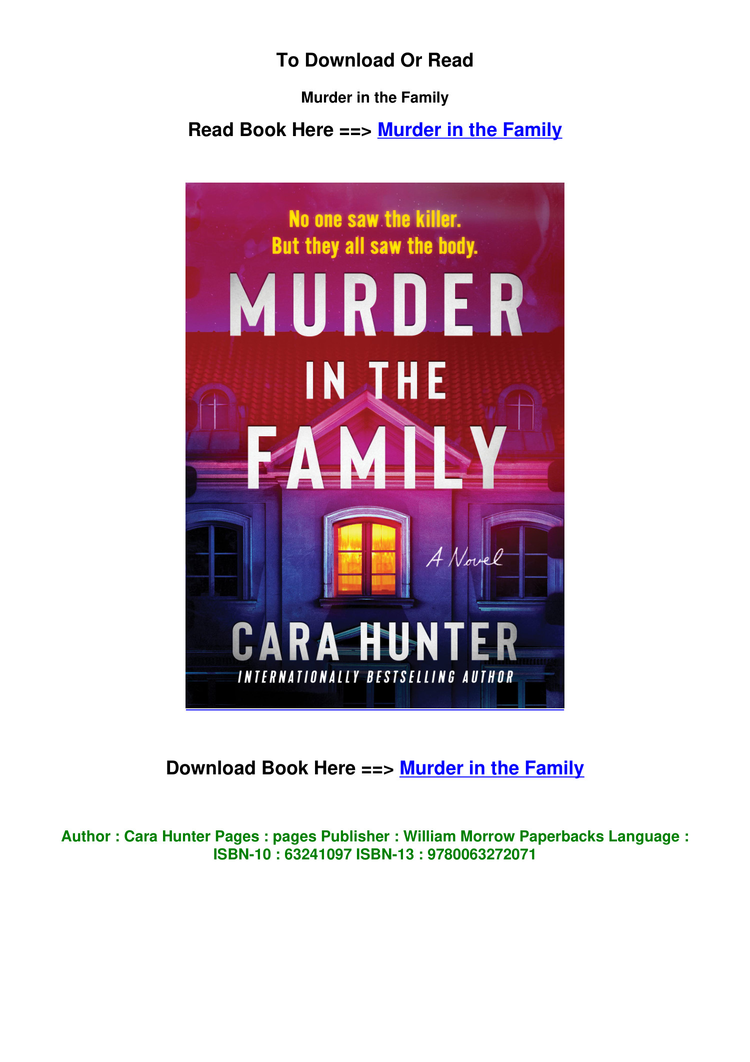 DOWNLOAD PDF Murder in the Family by Cara Hunter.pdf | DocDroid