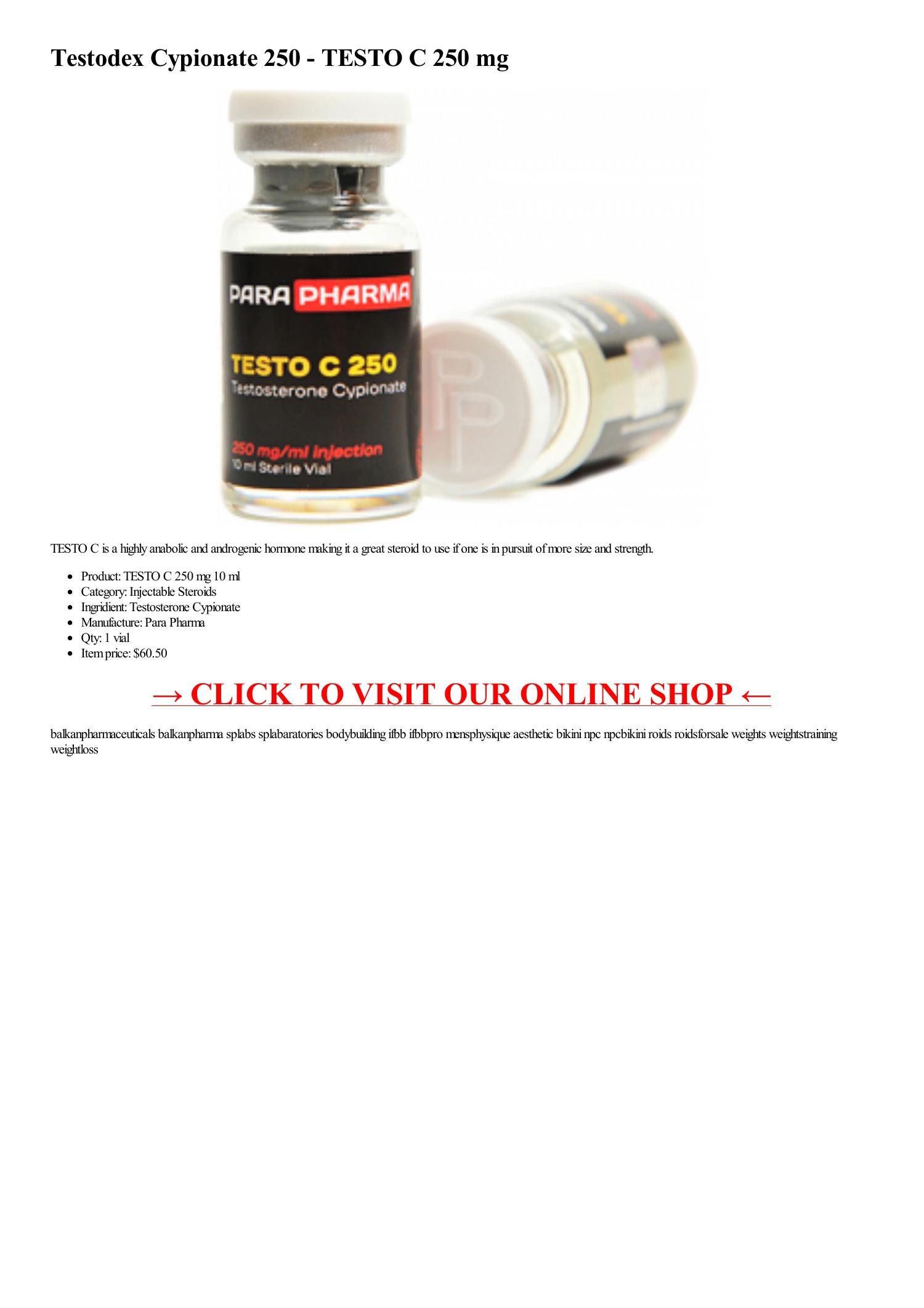 Testodex Cypionate 250 - TESTO C 250 mg 1 vial 10 ml-html.pdf | DocDroid