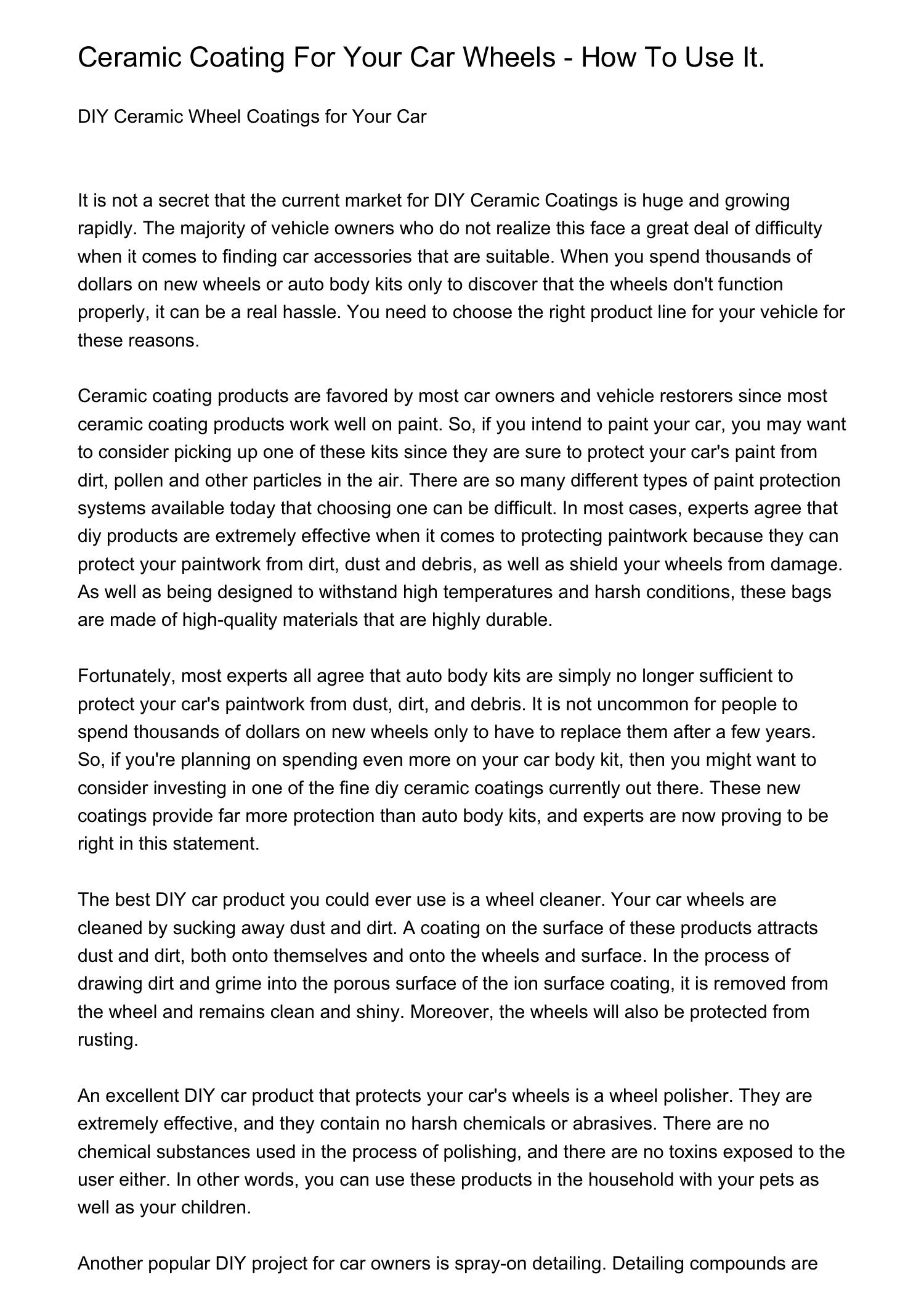 Ceramic Coating For Your Car Wheels How To Use Itdiirf.pdf.pdf | DocDroid