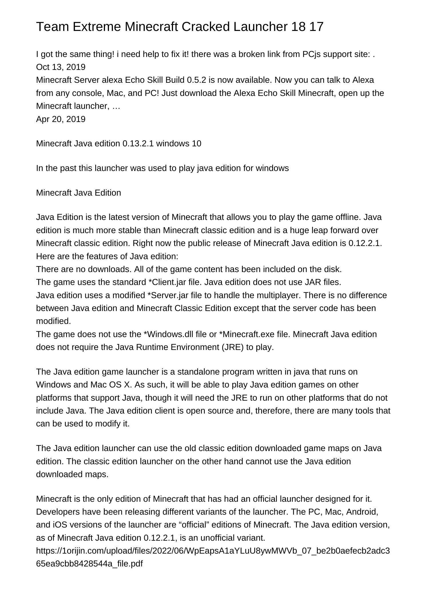 Team Extreme Minecraft Cracked Launcher 18 17qpkxc.pdf.pdf | DocDroid