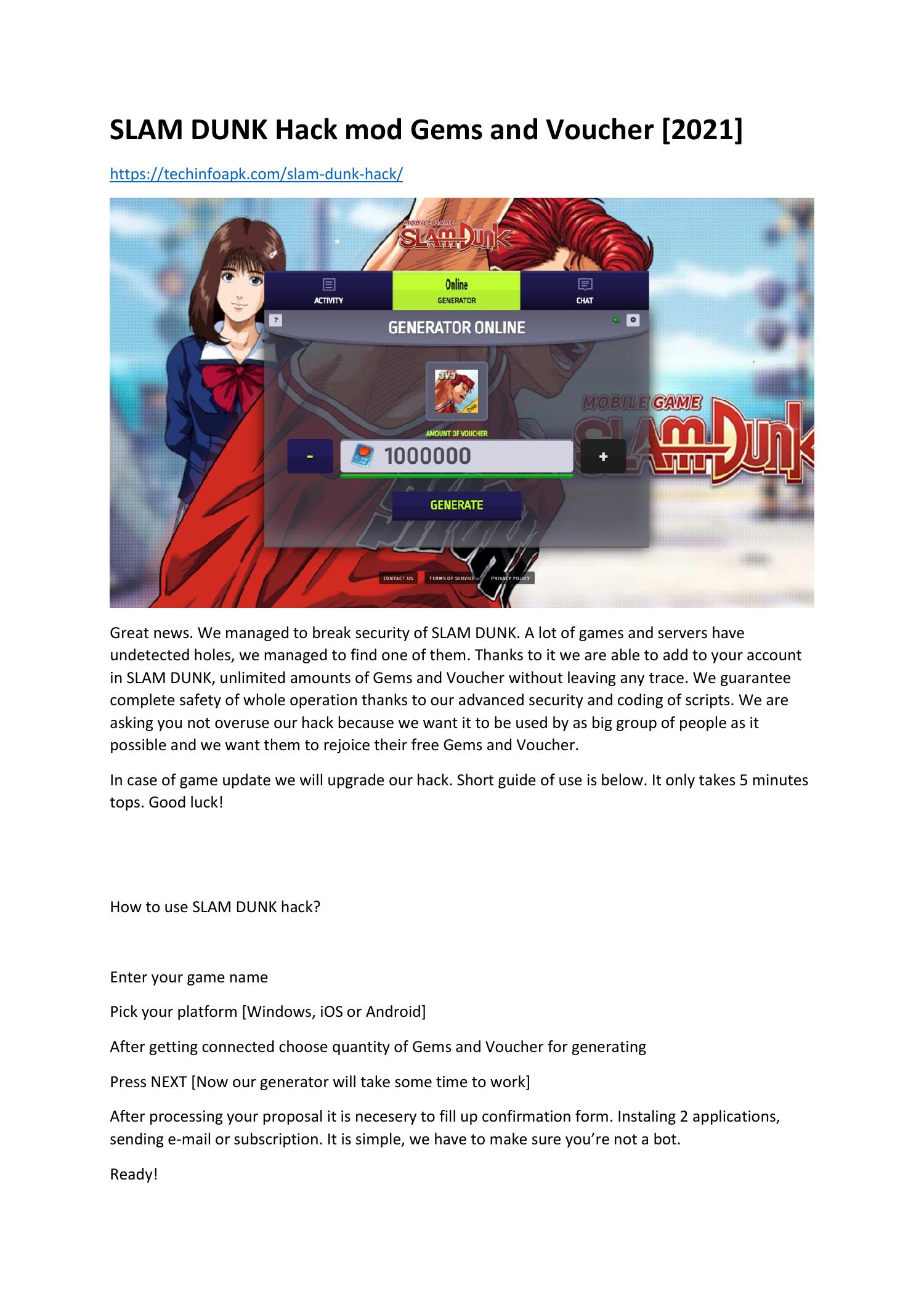 SLAM DUNK Hack mod Gems and Voucher.pdf | DocDroid