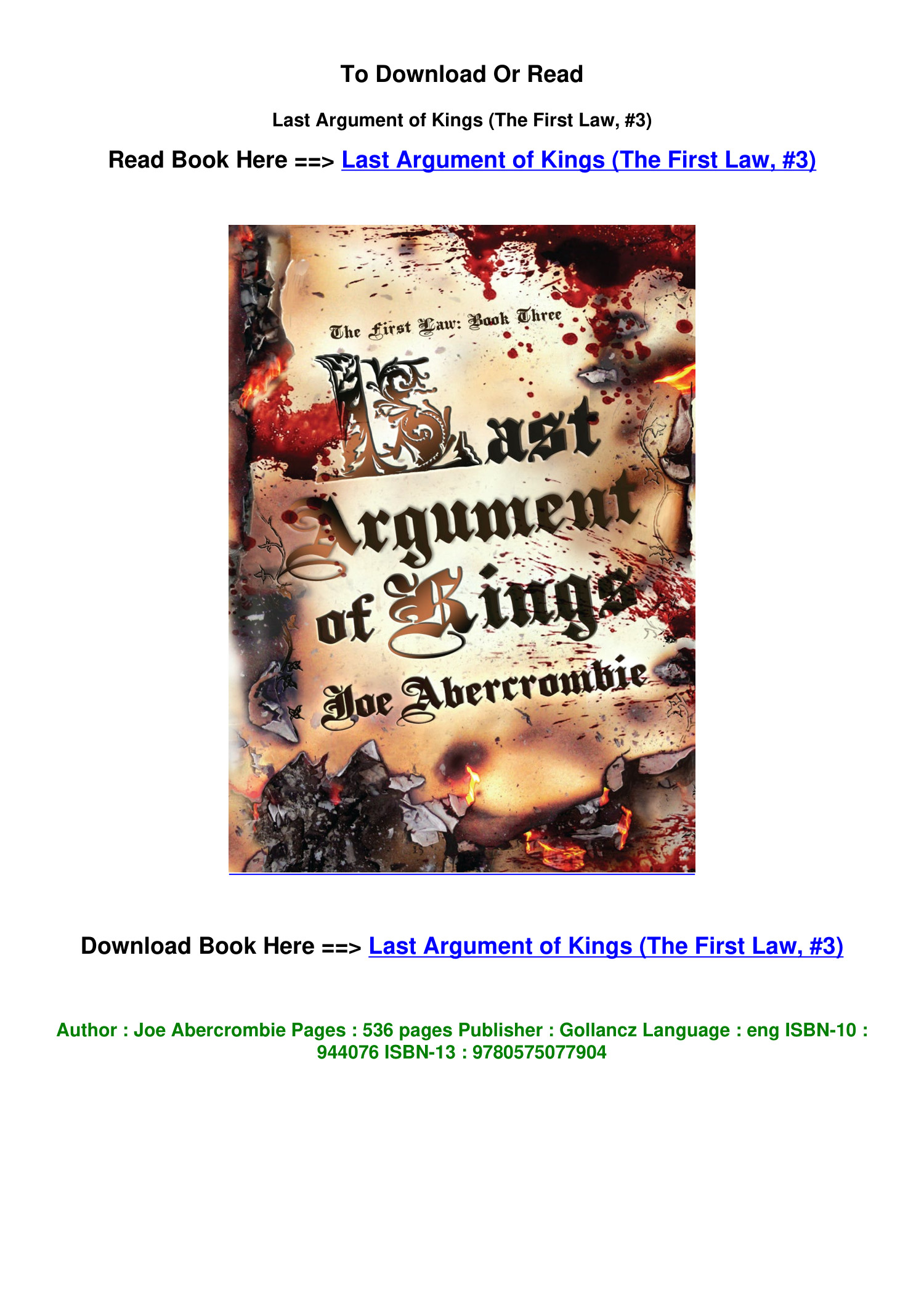 epub download Last Argument of Kings The First Law 3 By Joe Abercrombie.pdf | DocDroid