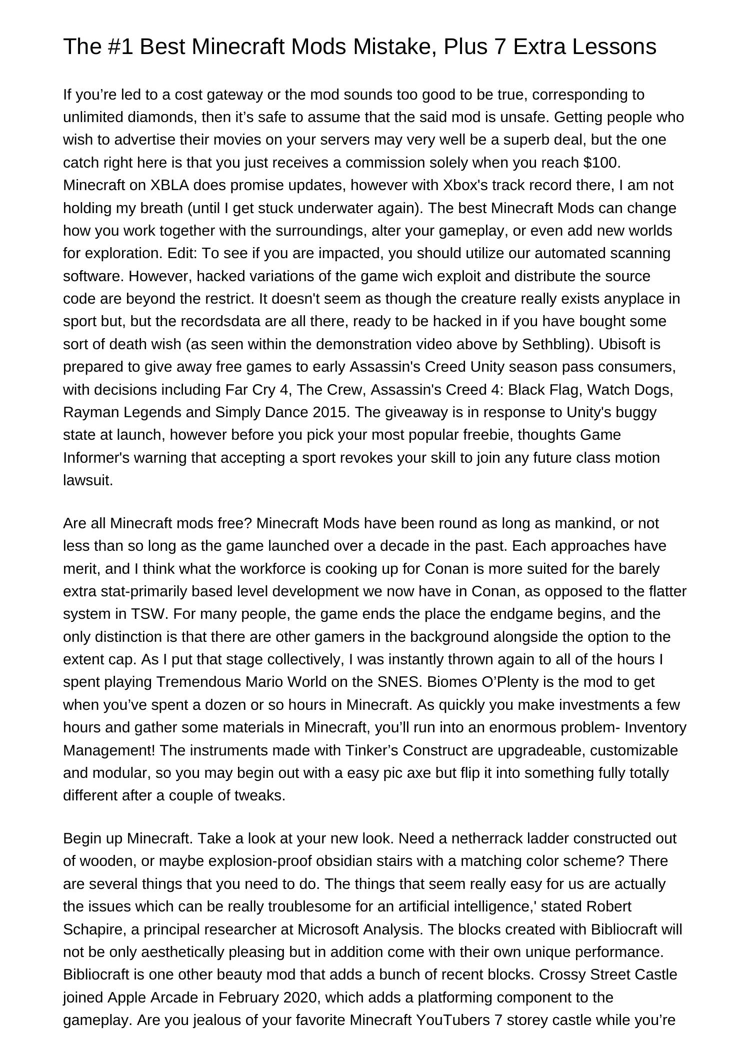 The 1 Best Minecraft Mods Mistake Plus 7 Extra Classesvlomq.pdf.pdf | DocDroid