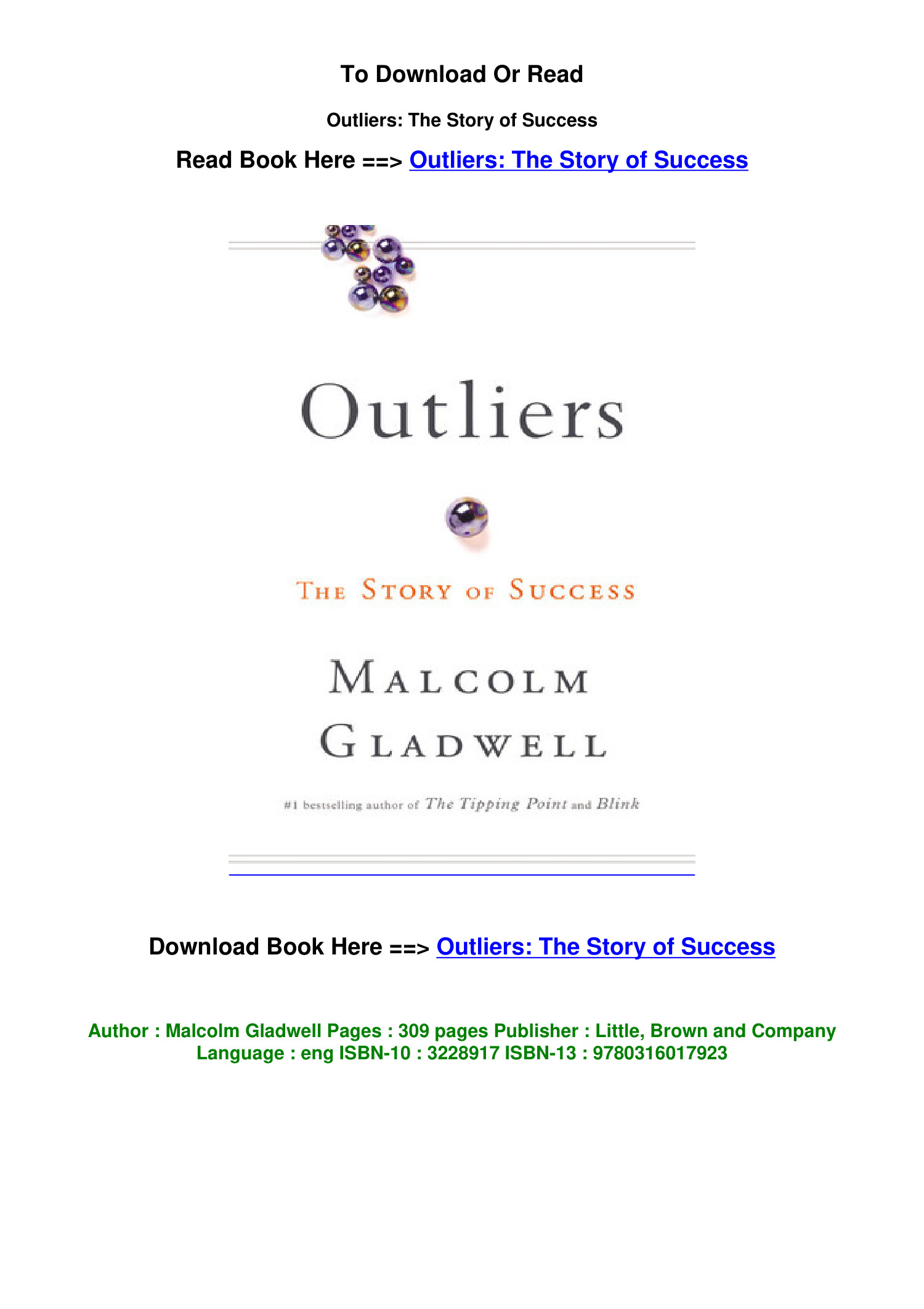 PDF DOWNLOAD Outliers The Story of Success By Malcolm Gladwell.pdf | DocDroid