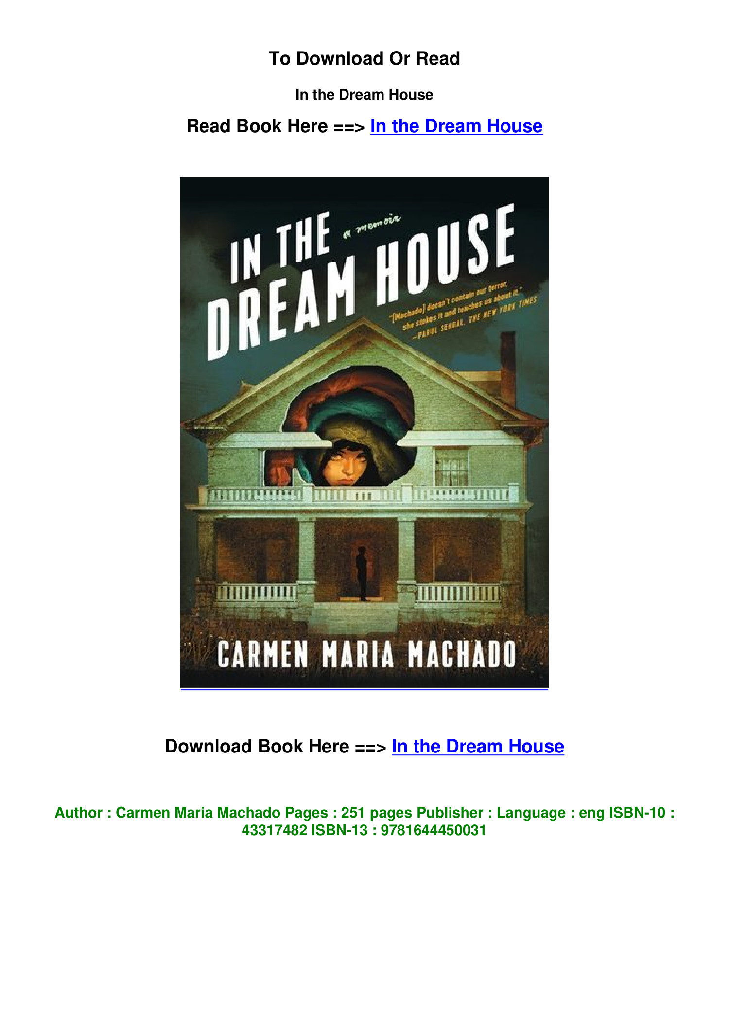 Pdf DOWNLOAD In the Dream House BY Carmen Maria Machado.pdf | DocDroid