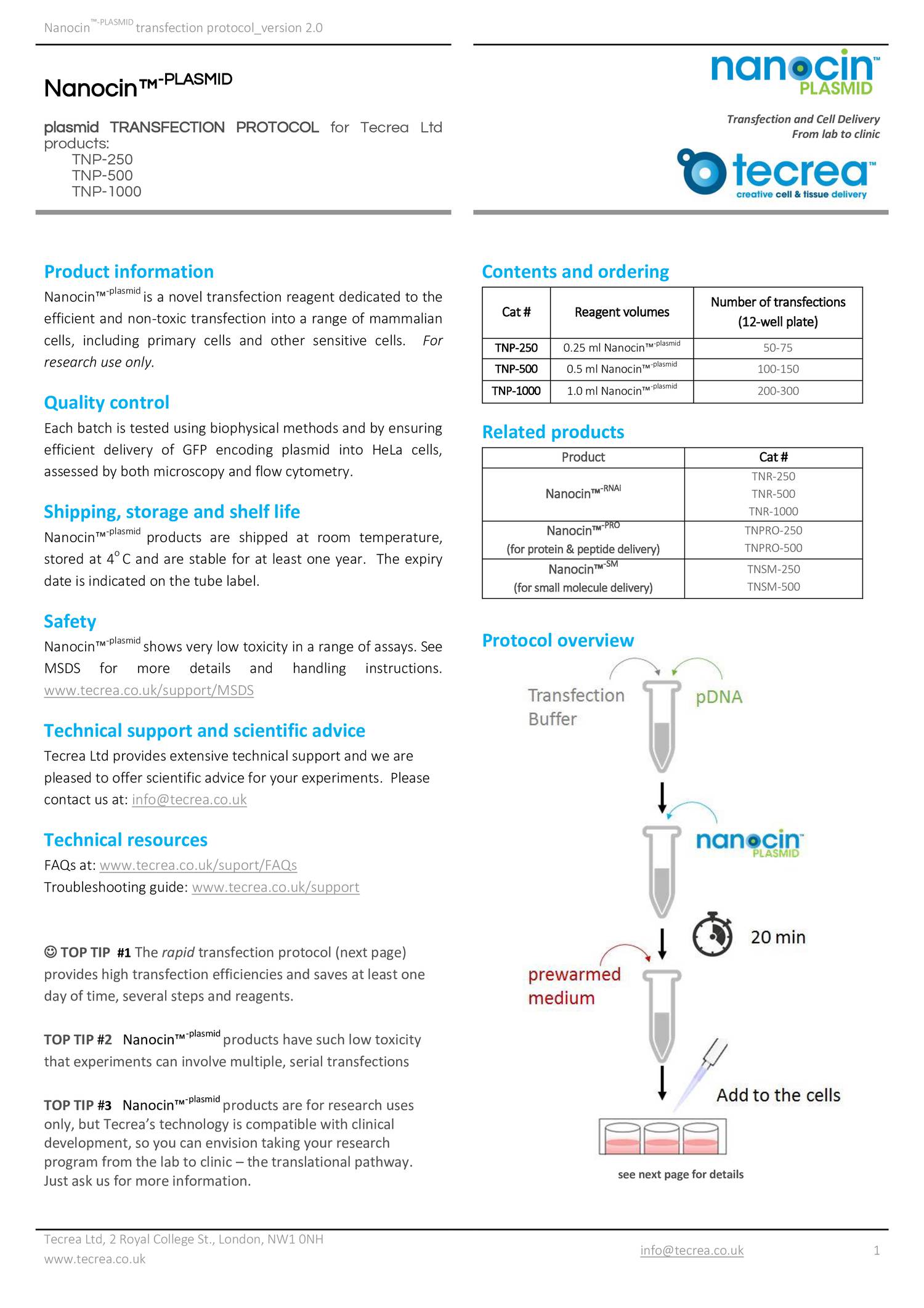 STANDARD & RAPID PROTOCOL - plasmid transfection_version 2.0.pdf | DocDroid