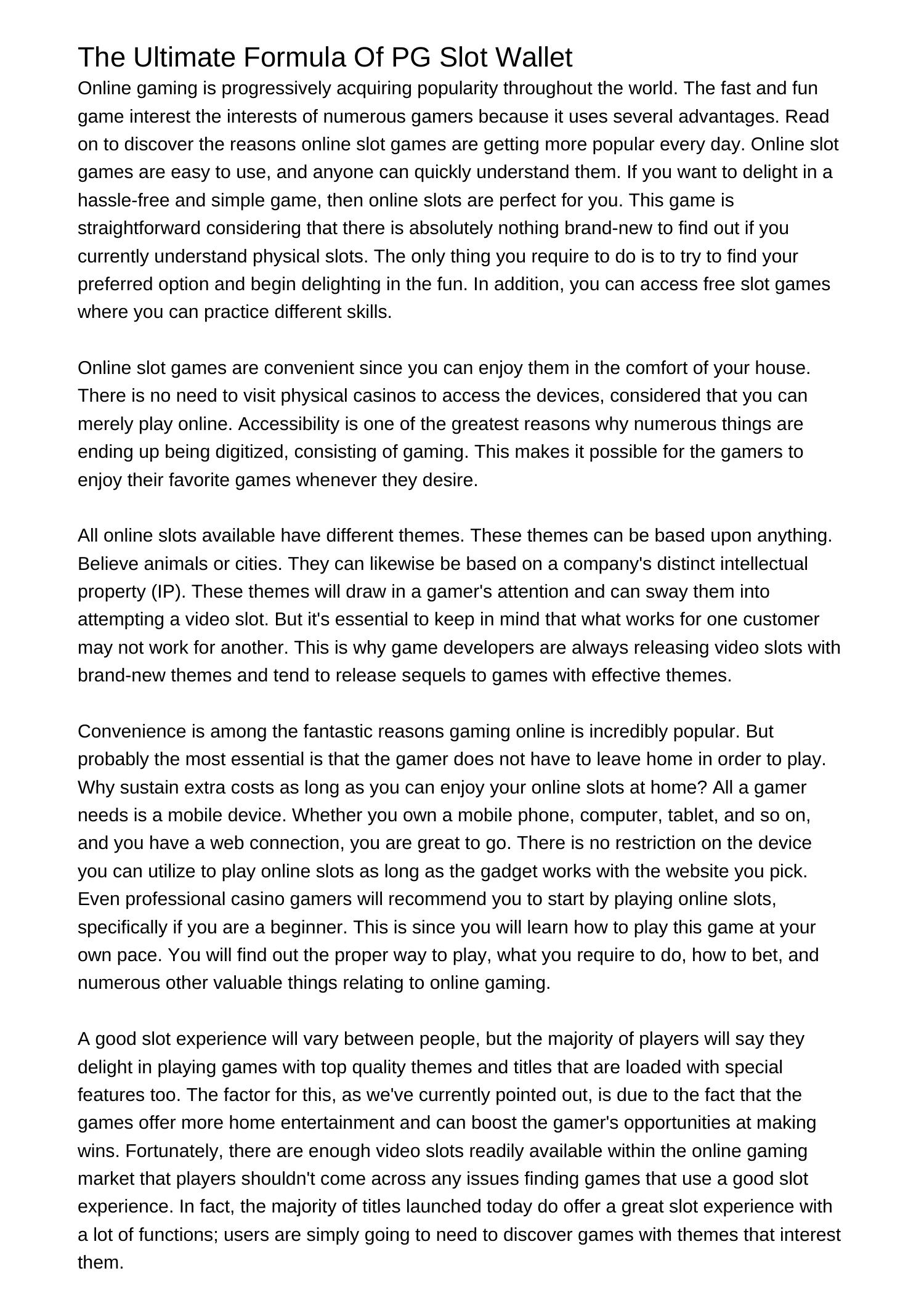 The Ultimate Formula Of PG Slot Wallet pmewk.pdf.pdf | DocDroid