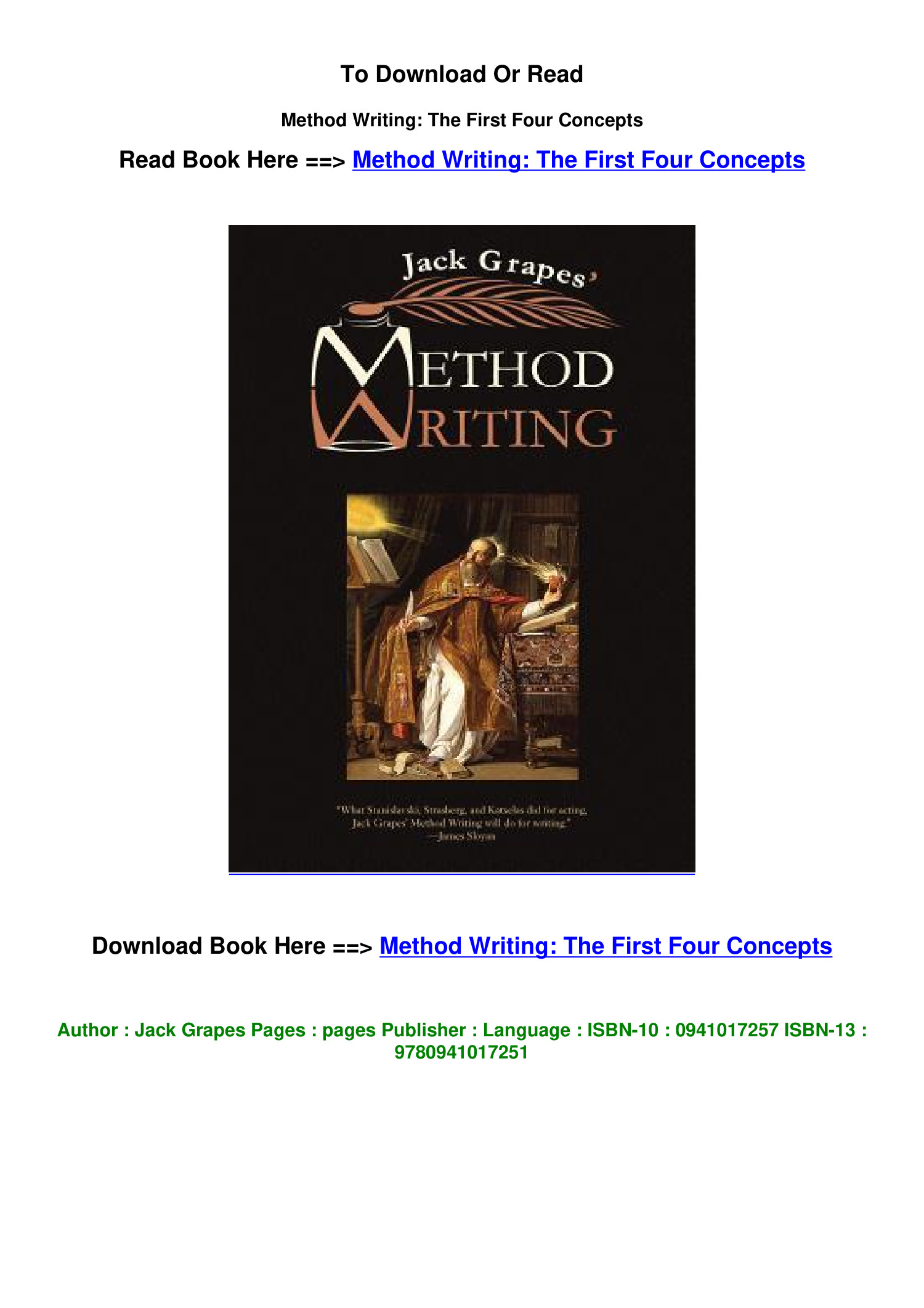 Pdf DOWNLOAD Method Writing The First Four Concepts by Jack Grapes.pdf ...