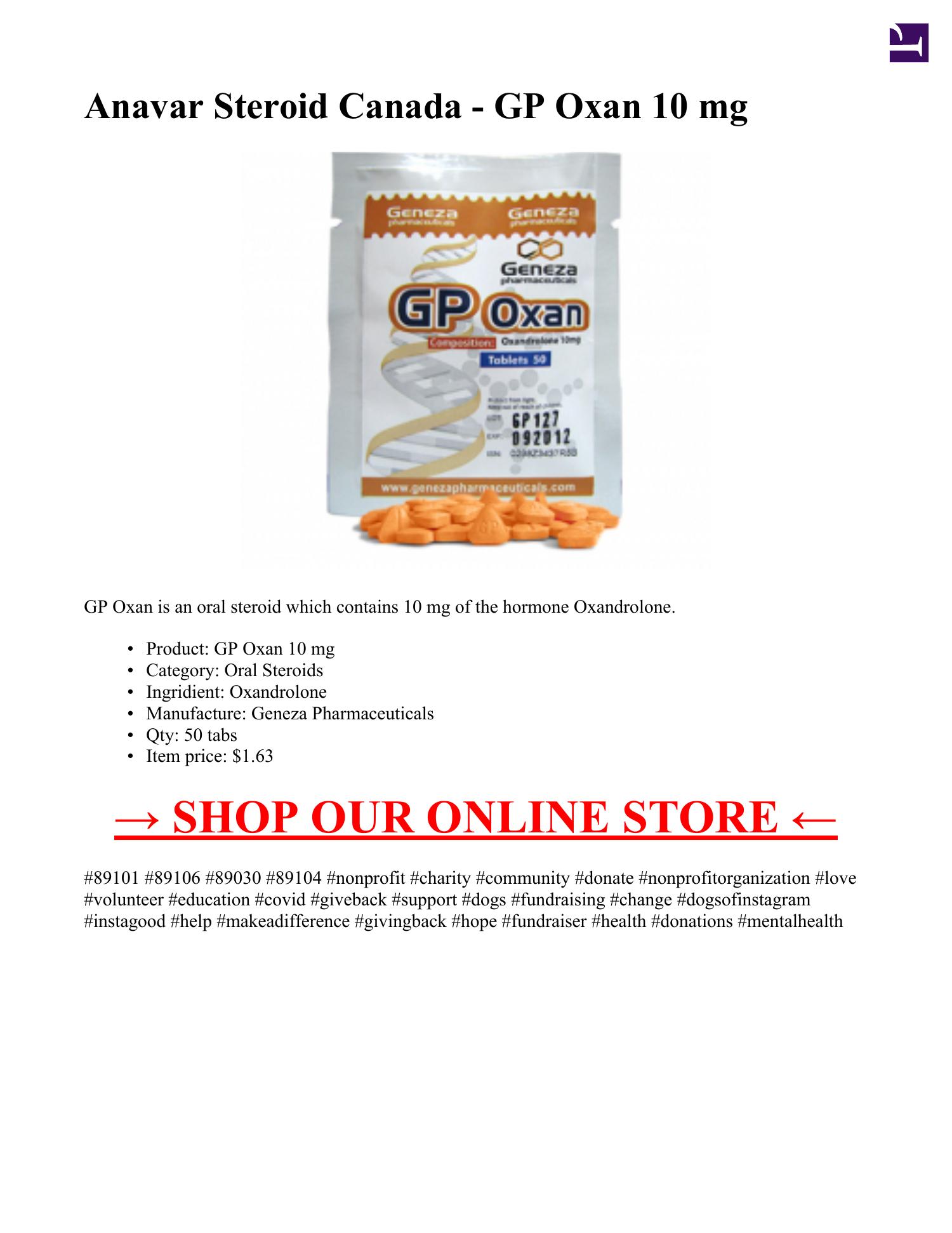 Anavar Steroid Canada - GP Oxan 10 mg 50 tabs .pdf | DocDroid