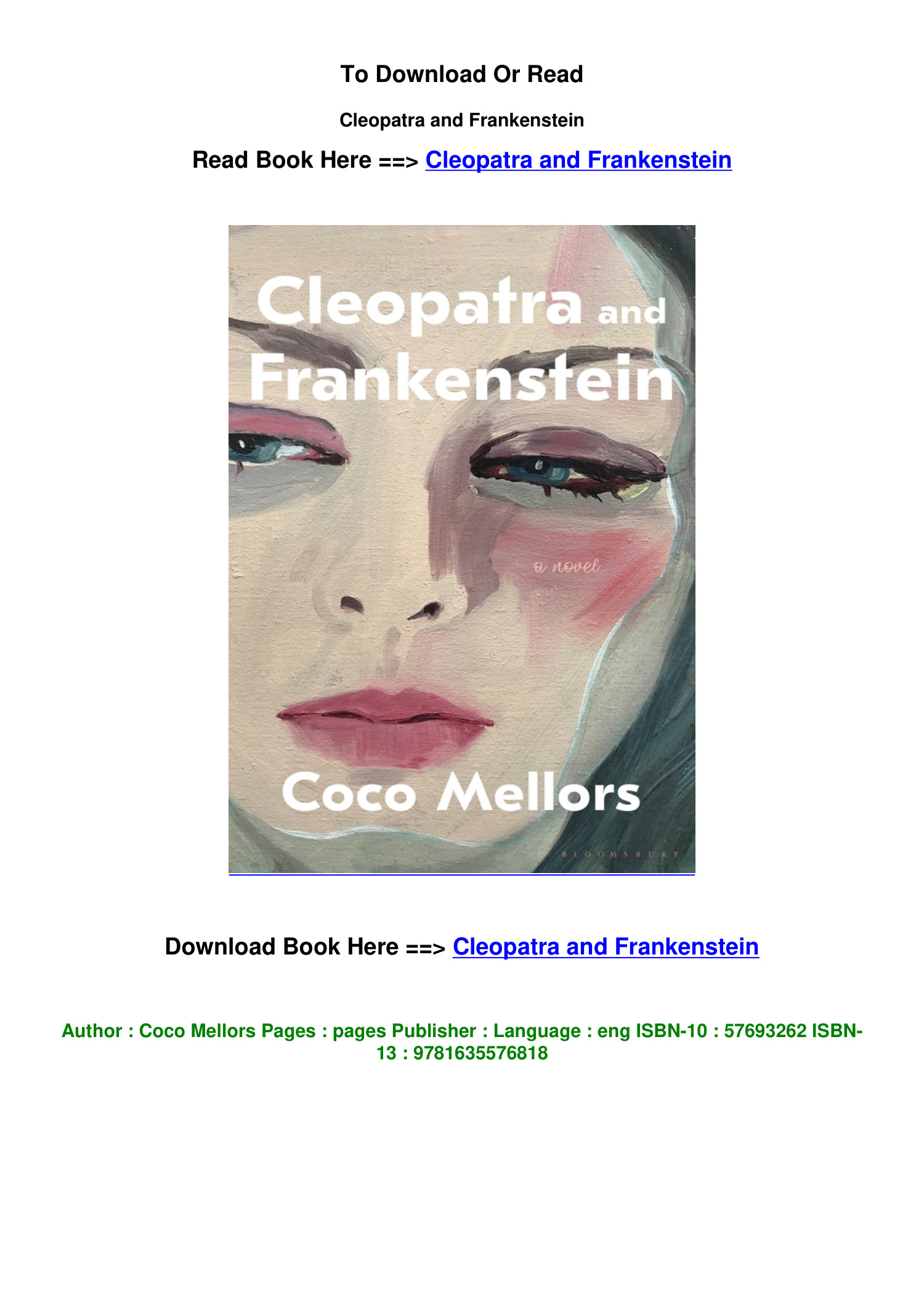 download epub Cleopatra and Frankenstein by Coco Mellors.pdf | DocDroid