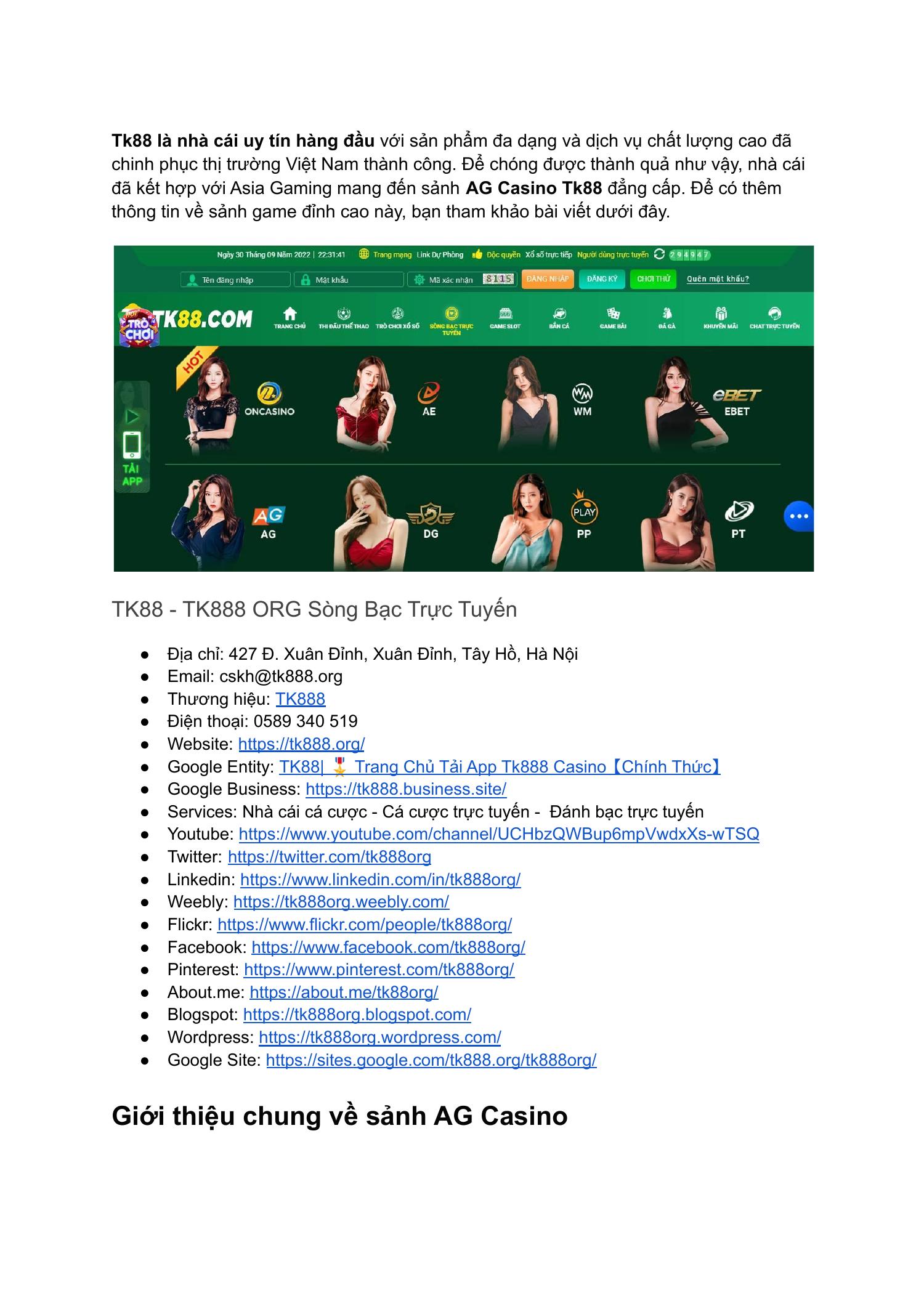 Tìm hiểu về sảnh AG Casino tại nhà cái TK88.pdf | DocDroid