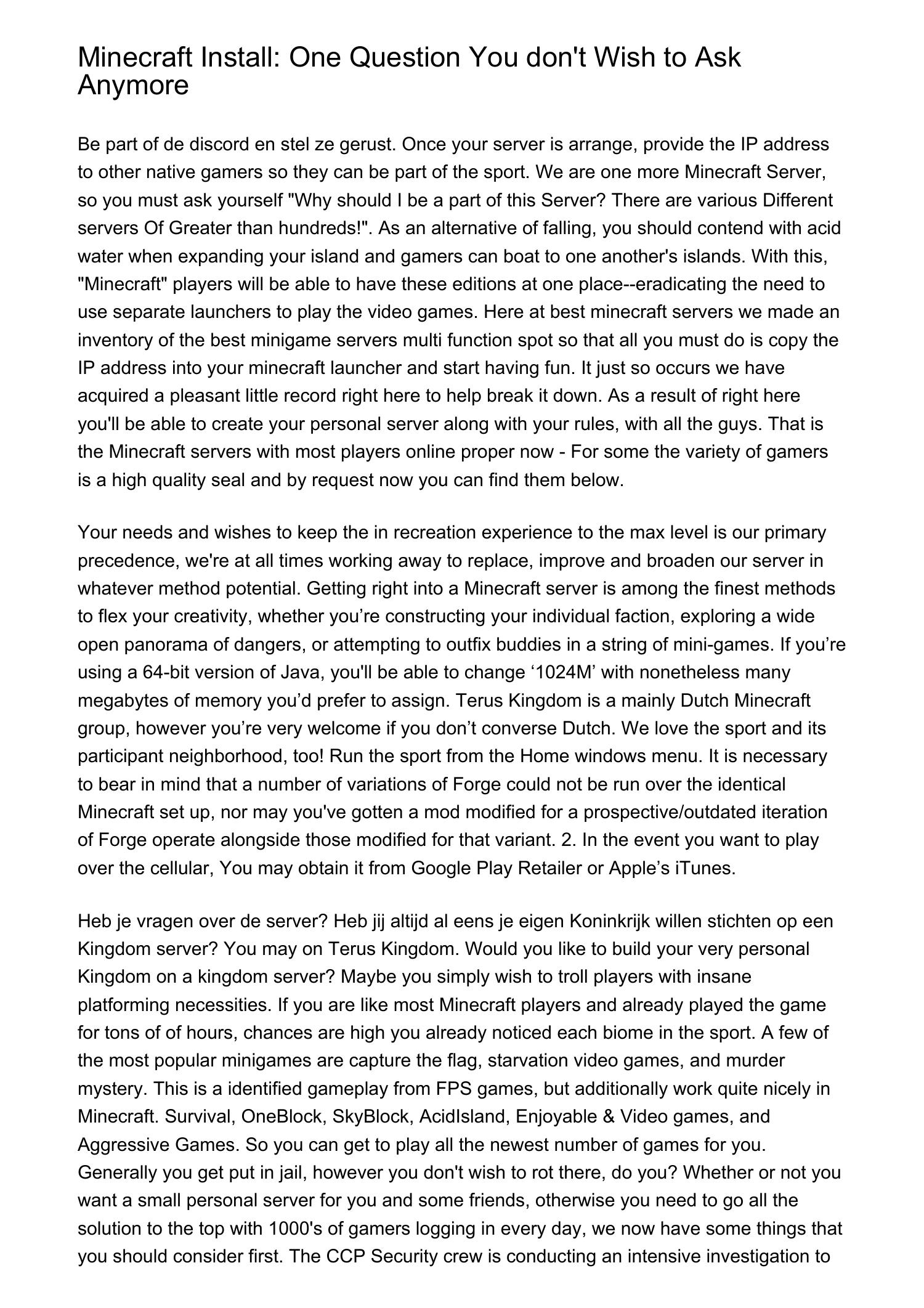 Minecraft Install One Question You dont Wish to Ask Anymorelefpn.pdf ...