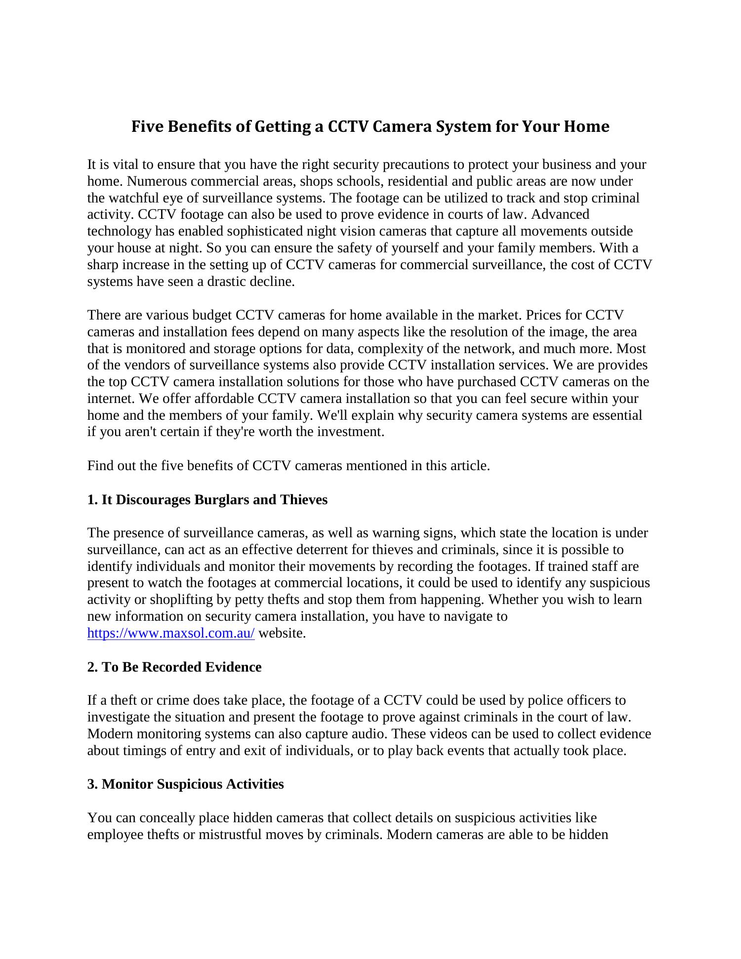 Five Benefits of Getting an CCTV Camera System for Your Home.pdf | DocDroid