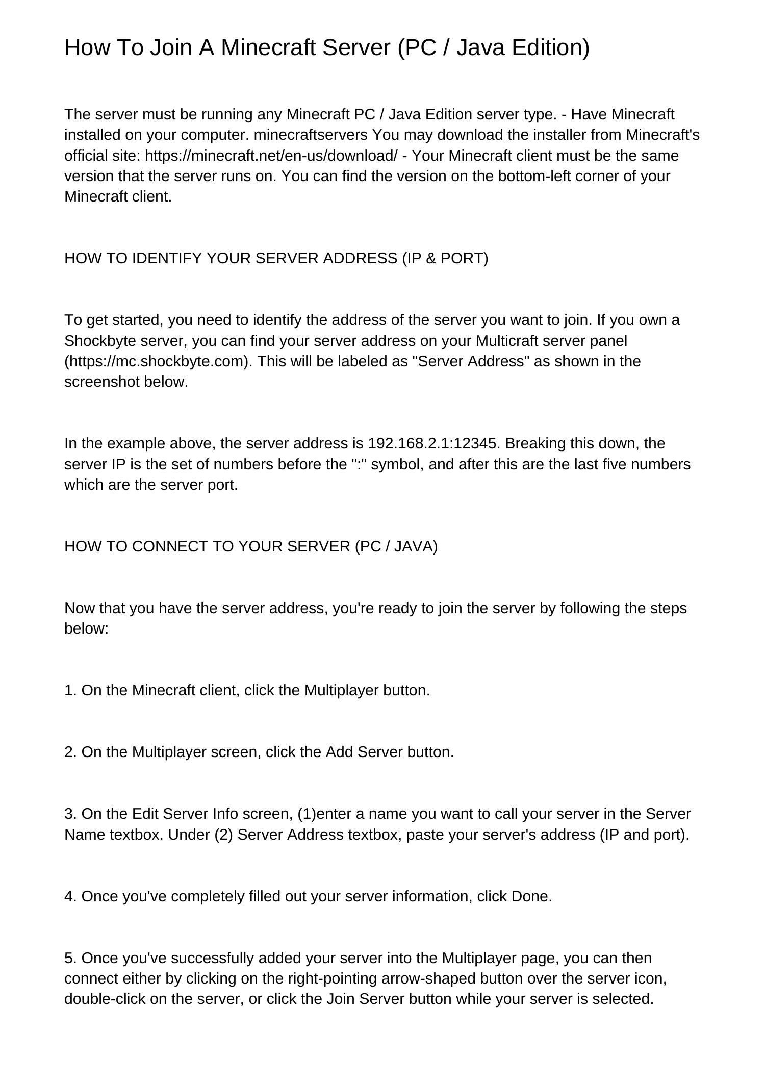 How To Join A Minecraft Server PC Java Editionpytjk.pdf.pdf | DocDroid
