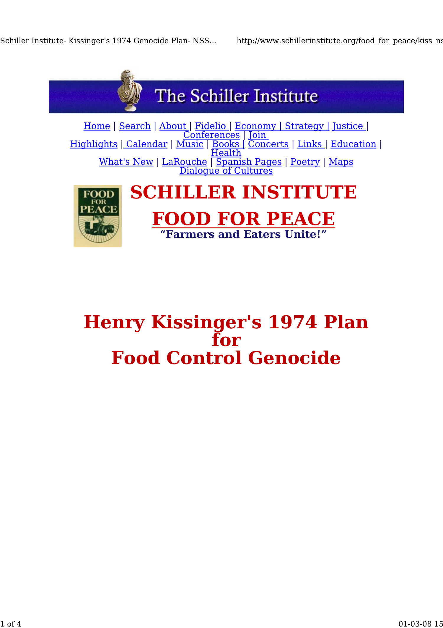 Kissinger Genocide Plan 1974 -NSSM 200 Exposed Join Food For Peace ...