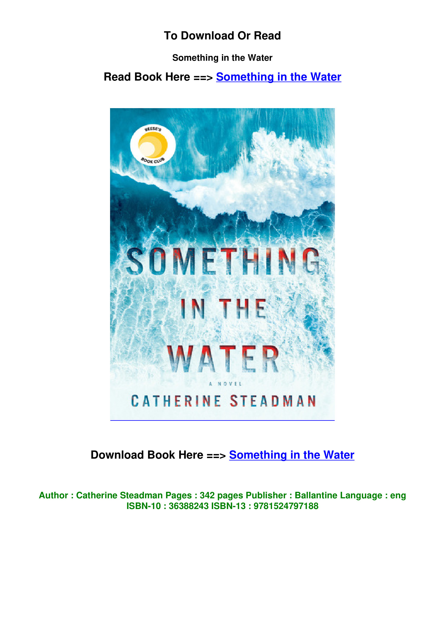 pdf DOWNLOAD Something in the Water By Catherine Steadman.pdf | DocDroid