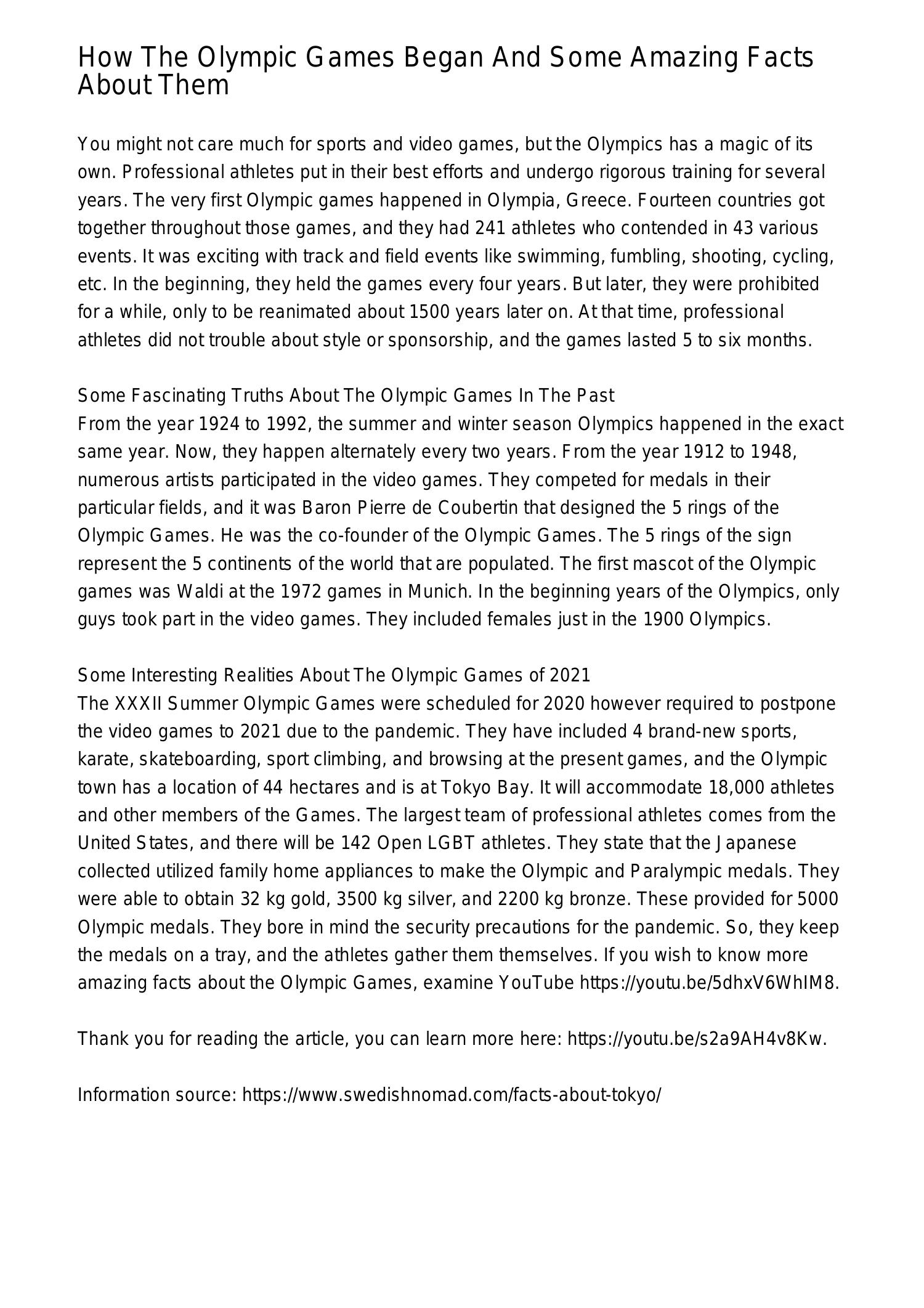 How The Olympic Games Began And Some Amazing Facts About Themyulfy.pdf ...