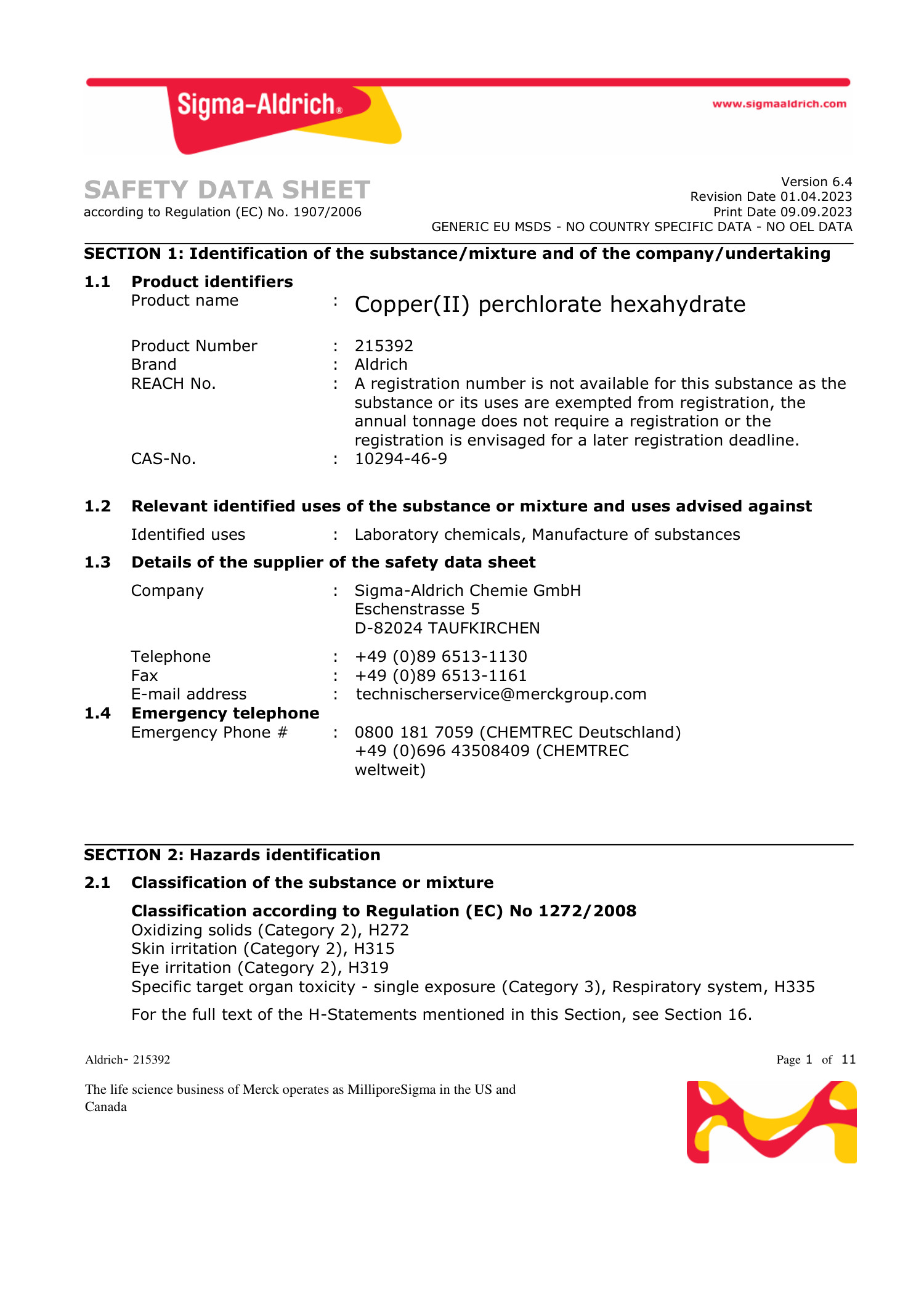 Copper(II) perchlorate hexahydrate SA.pdf | DocDroid