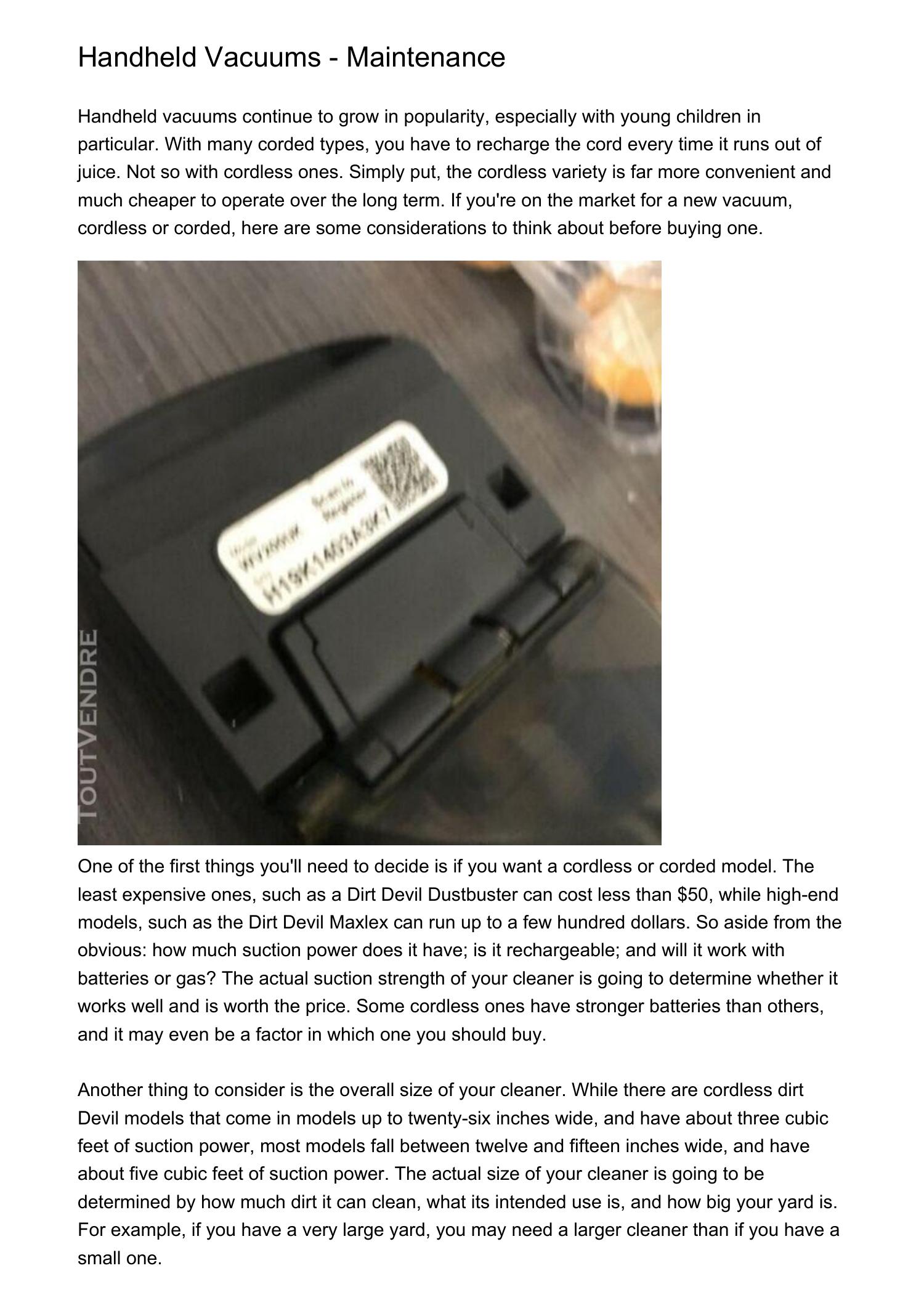 Handheld Vacuums Maintenanceejhid.pdf.pdf | DocDroid