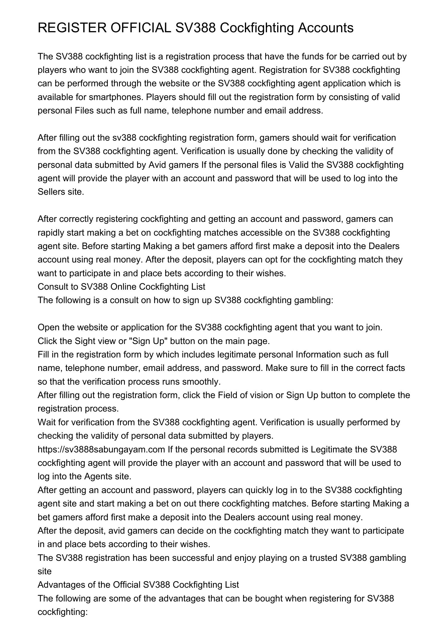REGISTER OFFICIAL SV388 Cockfighting Accountsfeeki.pdf.pdf | DocDroid