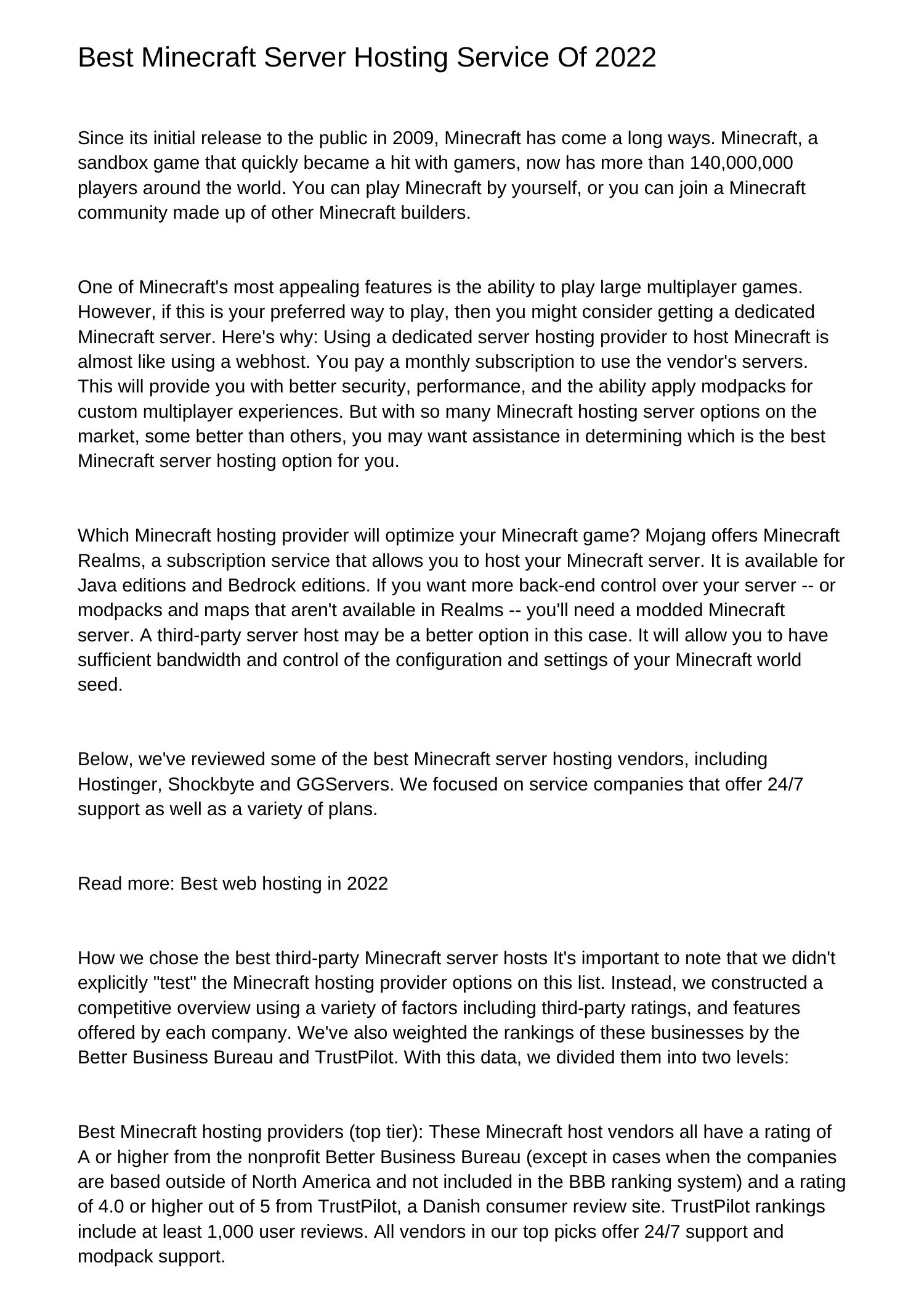 Best Minecraft Server Hosting Service Of 2022ztshc.pdf.pdf | DocDroid