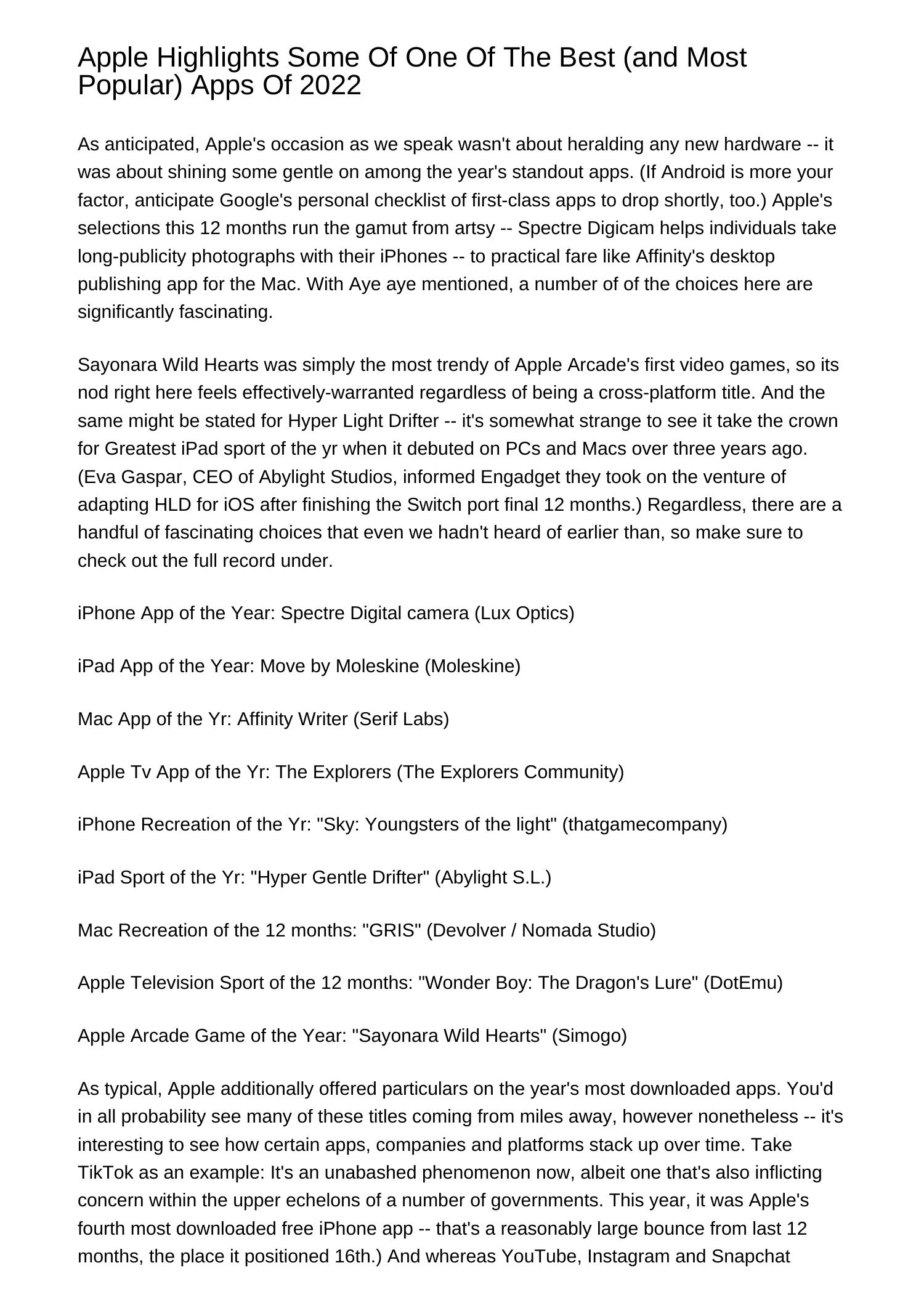 Apple Highlights Some Of The Very Best and Most Popular Apps Of ...