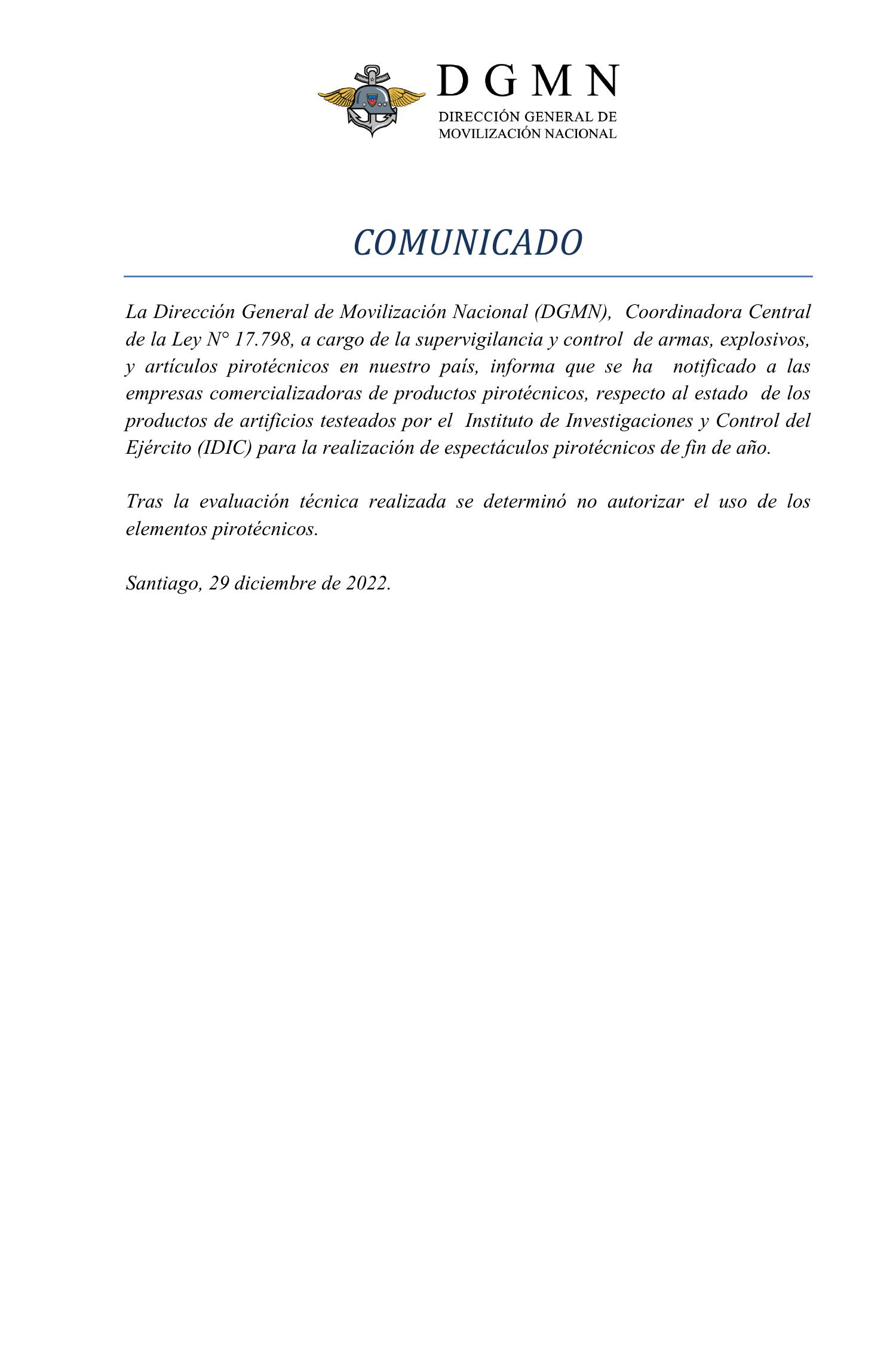 COMUNICADO FUEGOS ARTIFICIALES y espectaculo-DGMN.pdf | DocDroid