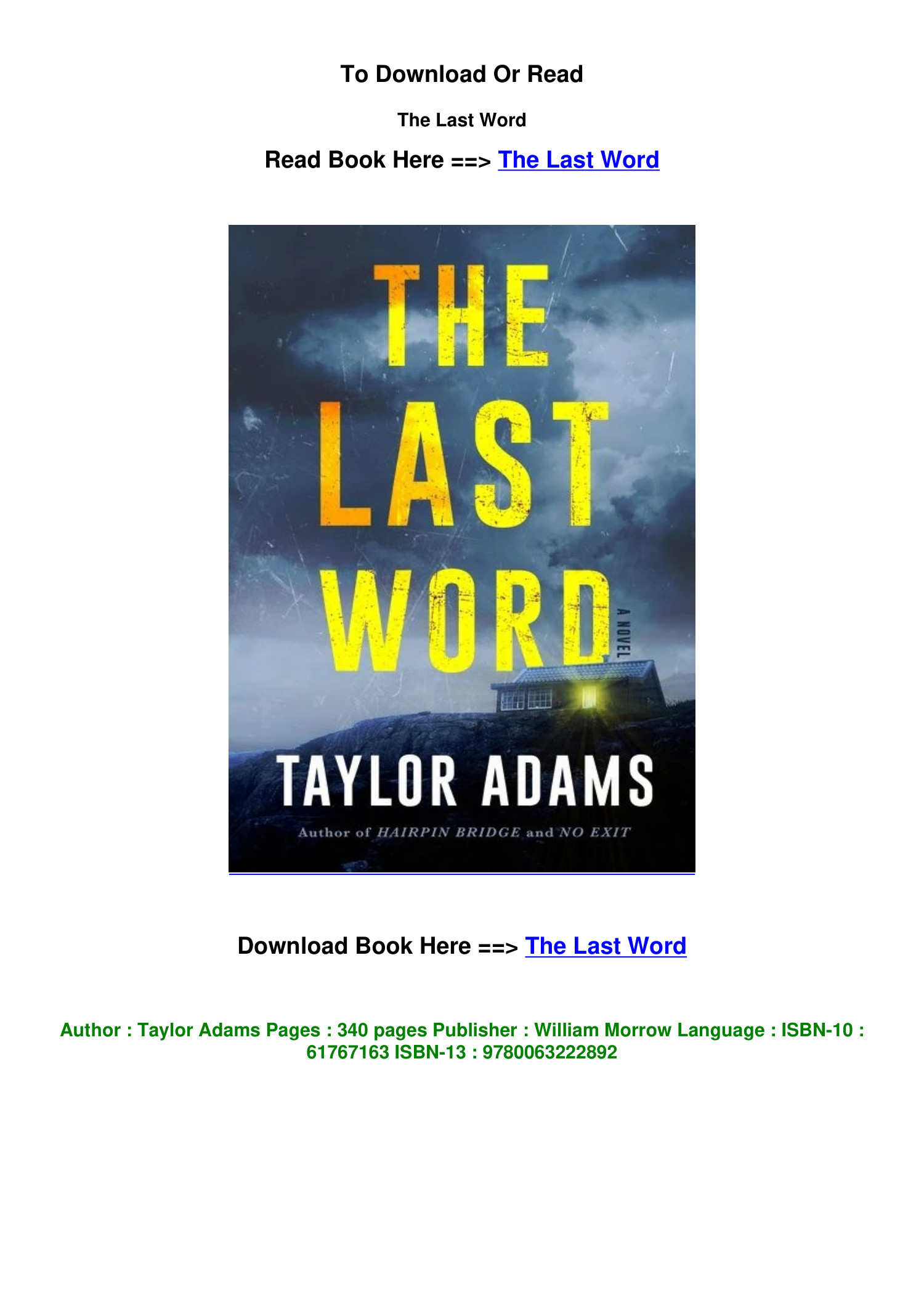 Pdf DOWNLOAD The Last Word By Taylor Adams.pdf | DocDroid