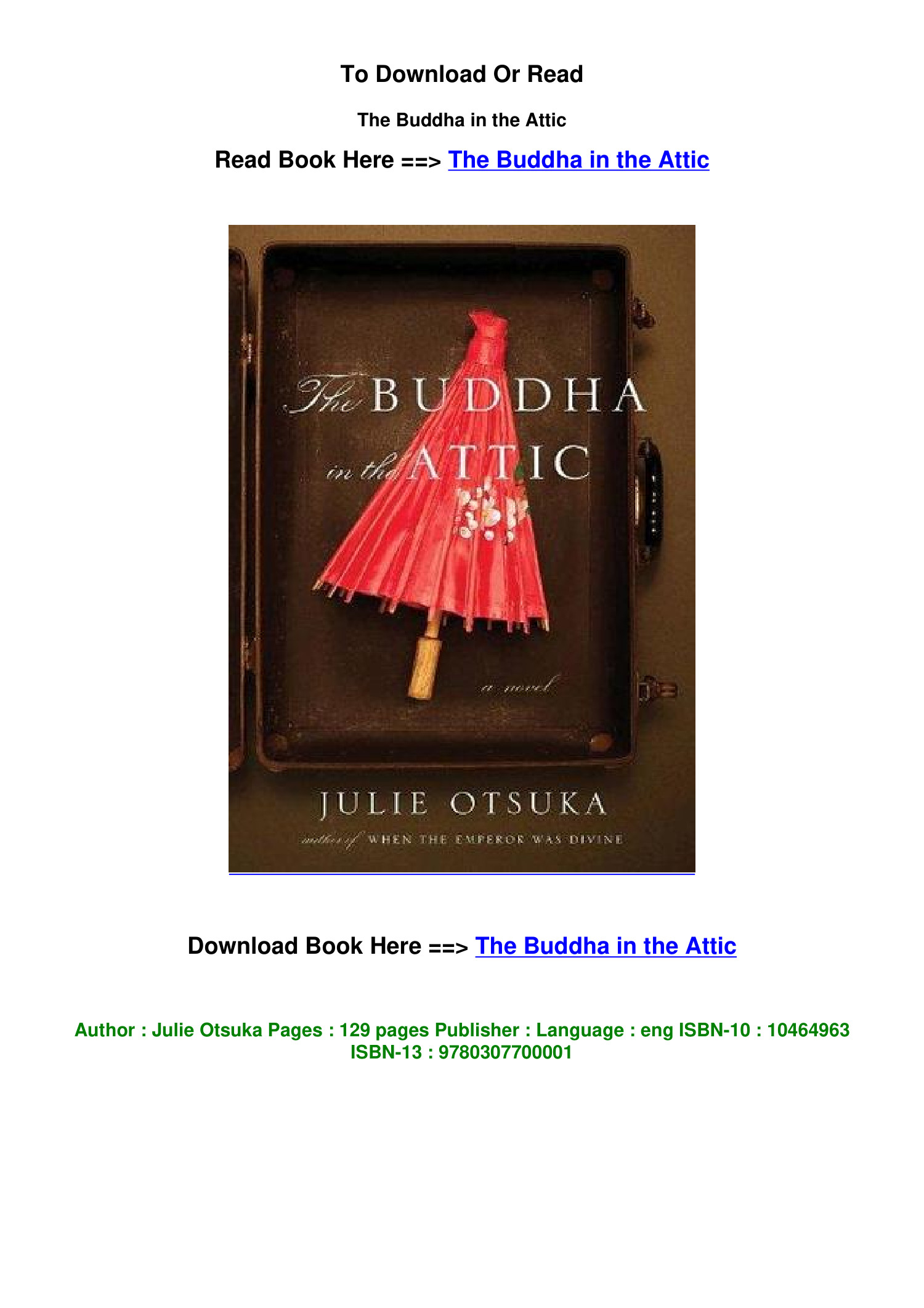 Pdf DOWNLOAD The Buddha in the Attic by Julie Otsuka.pdf | DocDroid