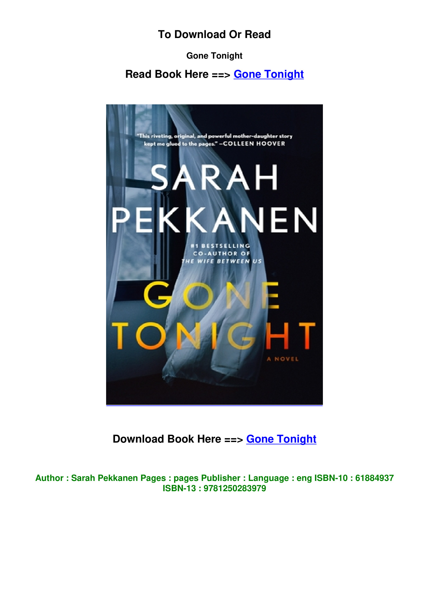 pdf DOWNLOAD Gone Tonight By Sarah Pekkanen.pdf | DocDroid