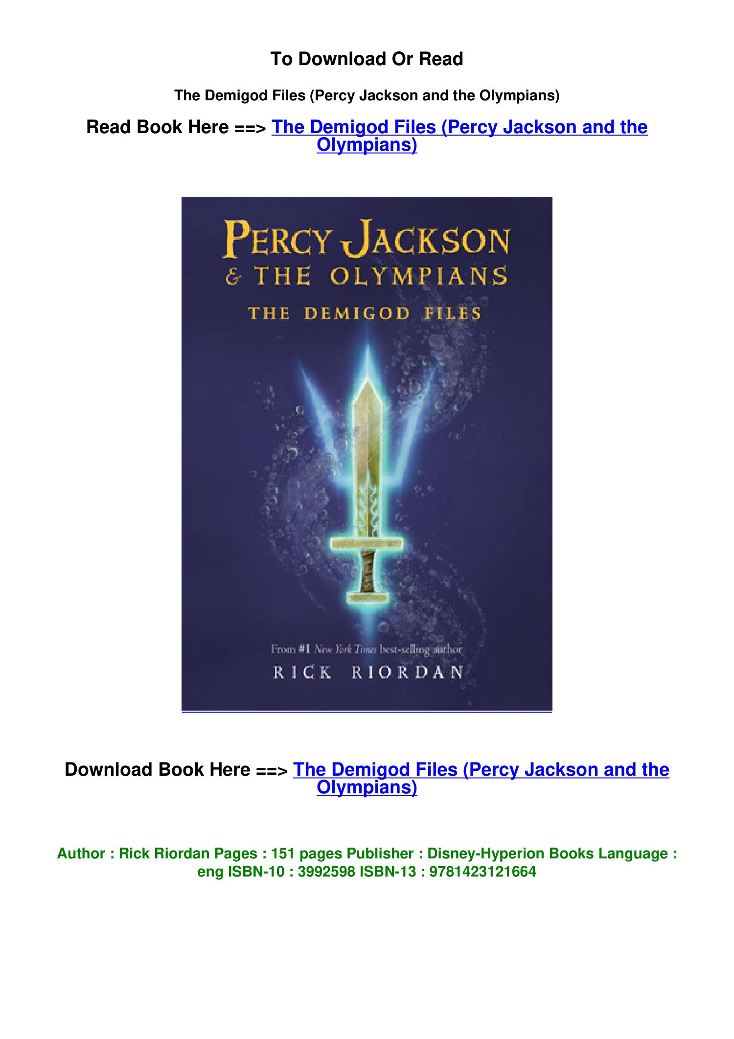 DOWNLOAD epub The Demigod Files Percy Jackson and the Olympians BY Rick .pdf | DocDroid